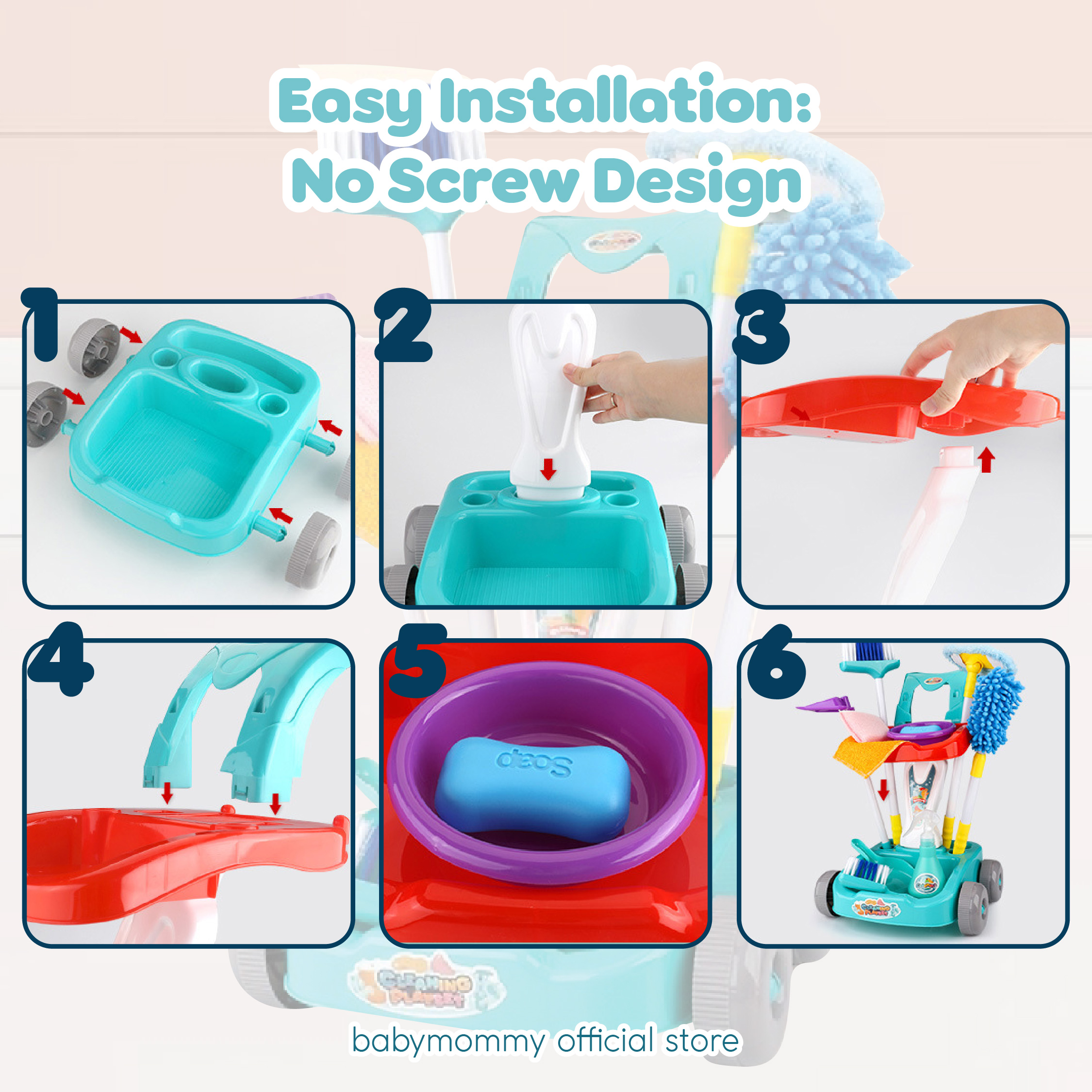 Babymommy👶Pretend Cleaning Play Set Vacuum Kitchen Play Set Kids ...
