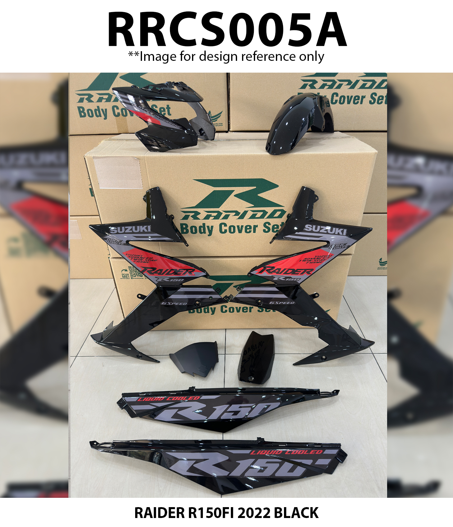 RAPIDO Cover Set SUZUKI Raider R150fi 2022 Black Grey Body Cover ...