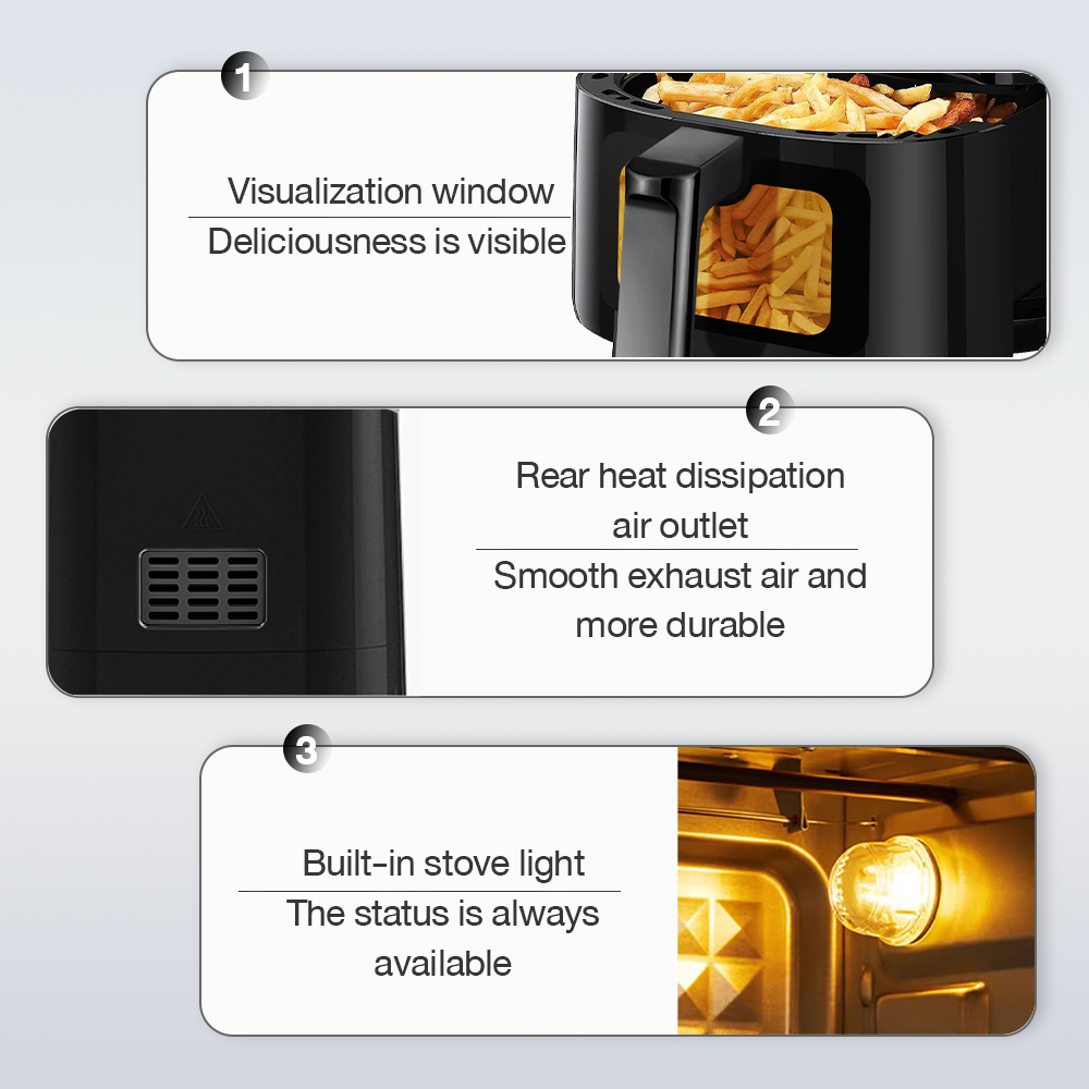 Simmo Air Fryer oil-free fryer Machine 1500W Visible Window 8L Large ...