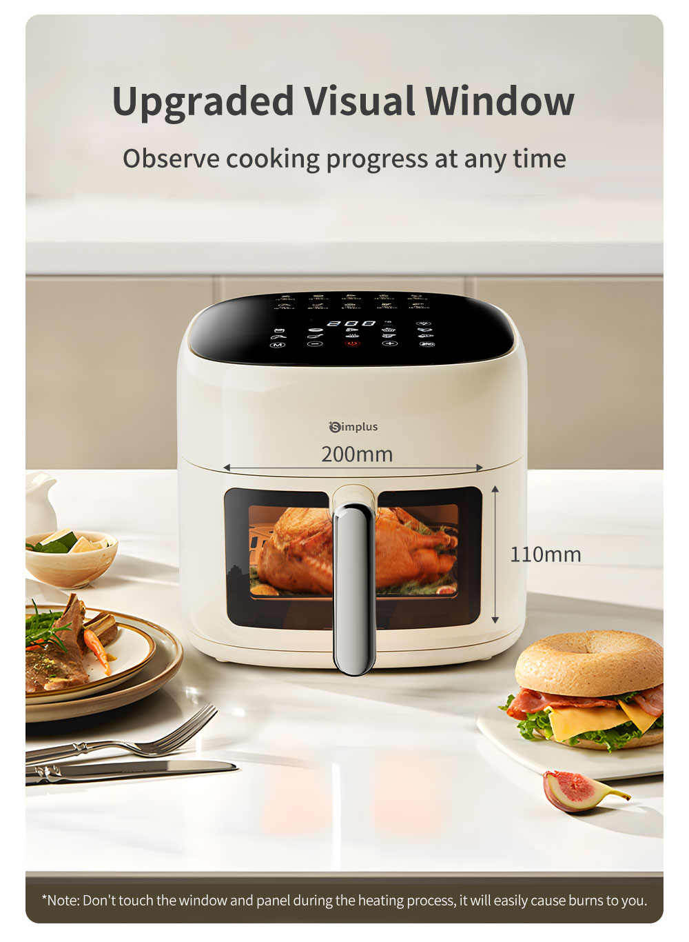 Simplus Air Fryer 6.5L Large Capacity | Ultra-Thin丨1500W Power| Non ...