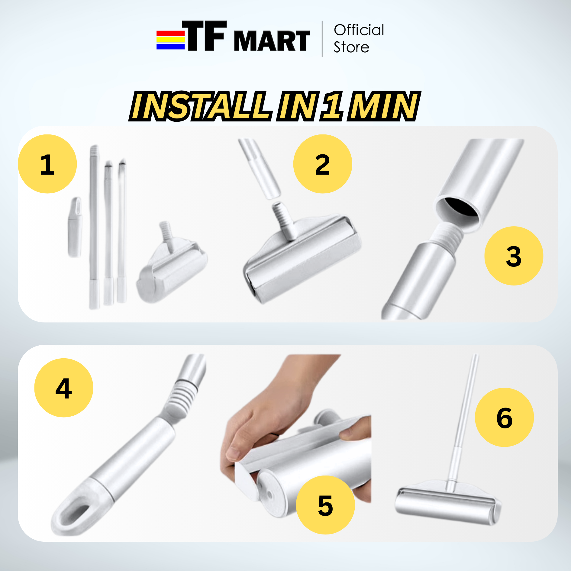 Sticky Lint Roller Long Handle Dust Hair Pet Fur Dust Remover Bulu Baju ...