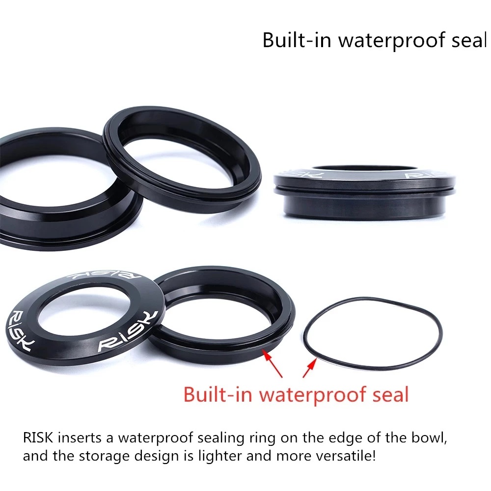 RISK MTB Bike Mountain Bicycle Headset 44mm-56mm Double Bearing Tapered & Non Tapered Fork ...