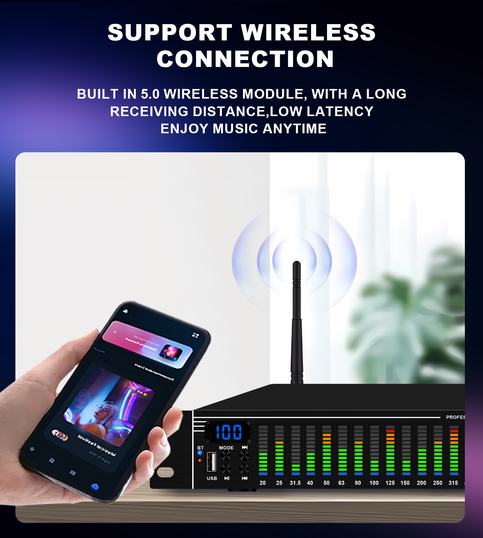 Dual Channel Graphic Equalizer Led Digital Audio Sound Processor Sound ...