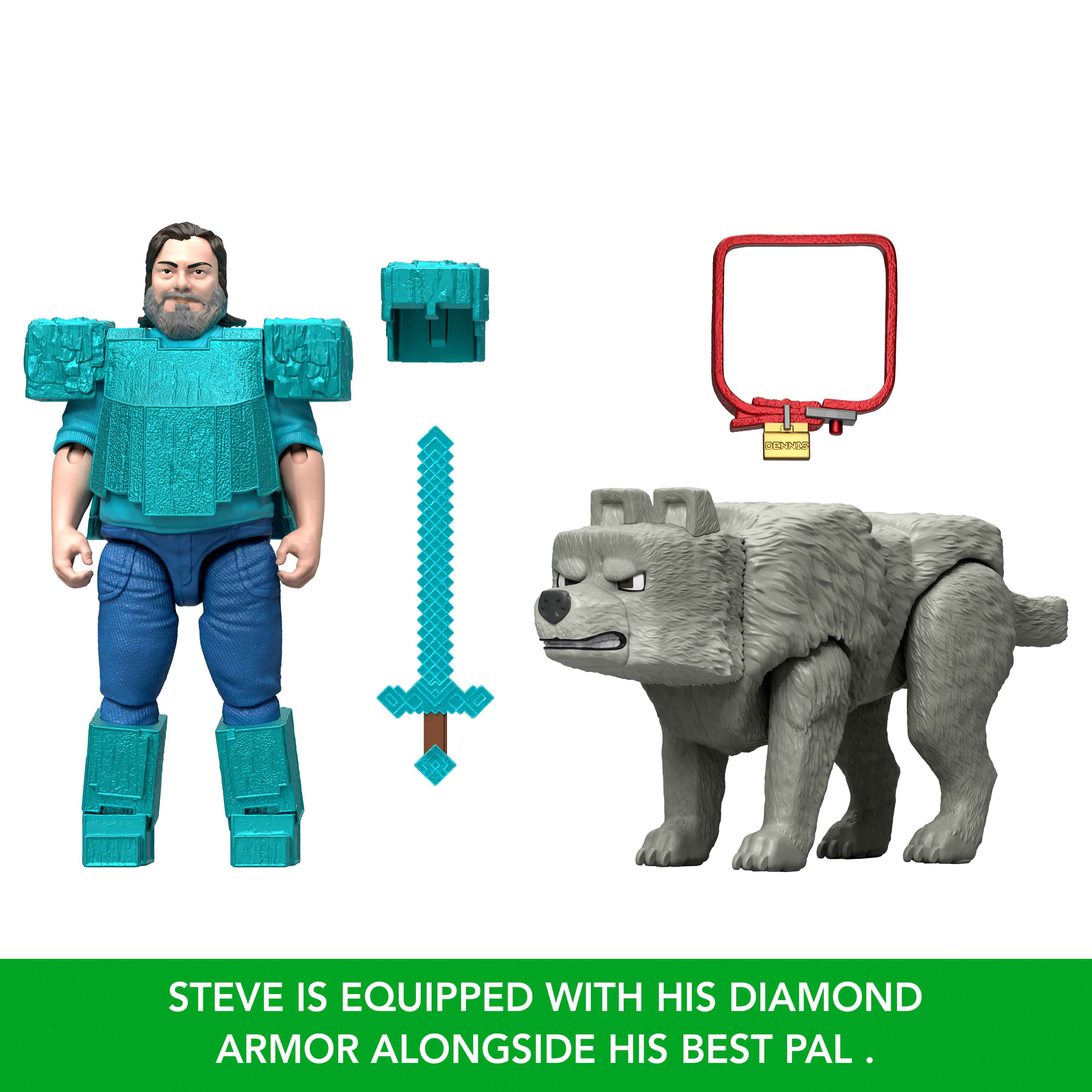 [2025 MINECRAFT MOVIE] Minecraft Steve and Wolf Action Figure 2-Pack ...