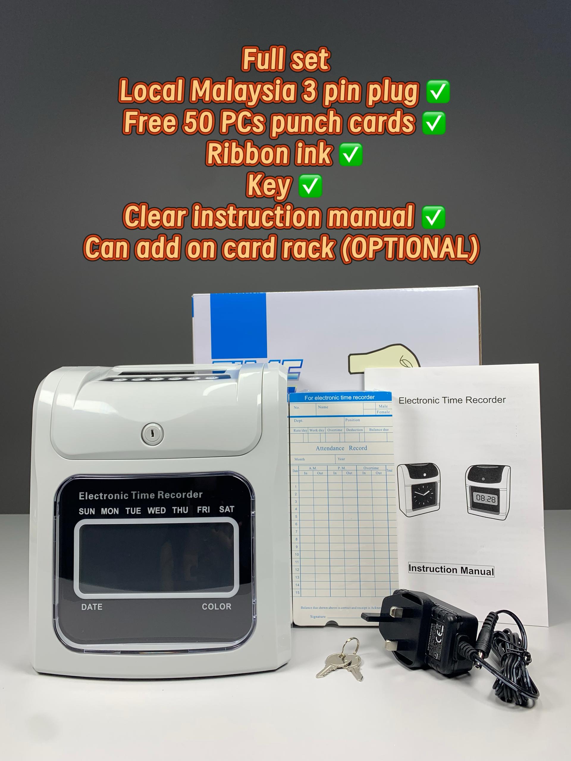 Punch Card Machine Time Recorder Time Attendance Mesin Punch Kad (Free ...