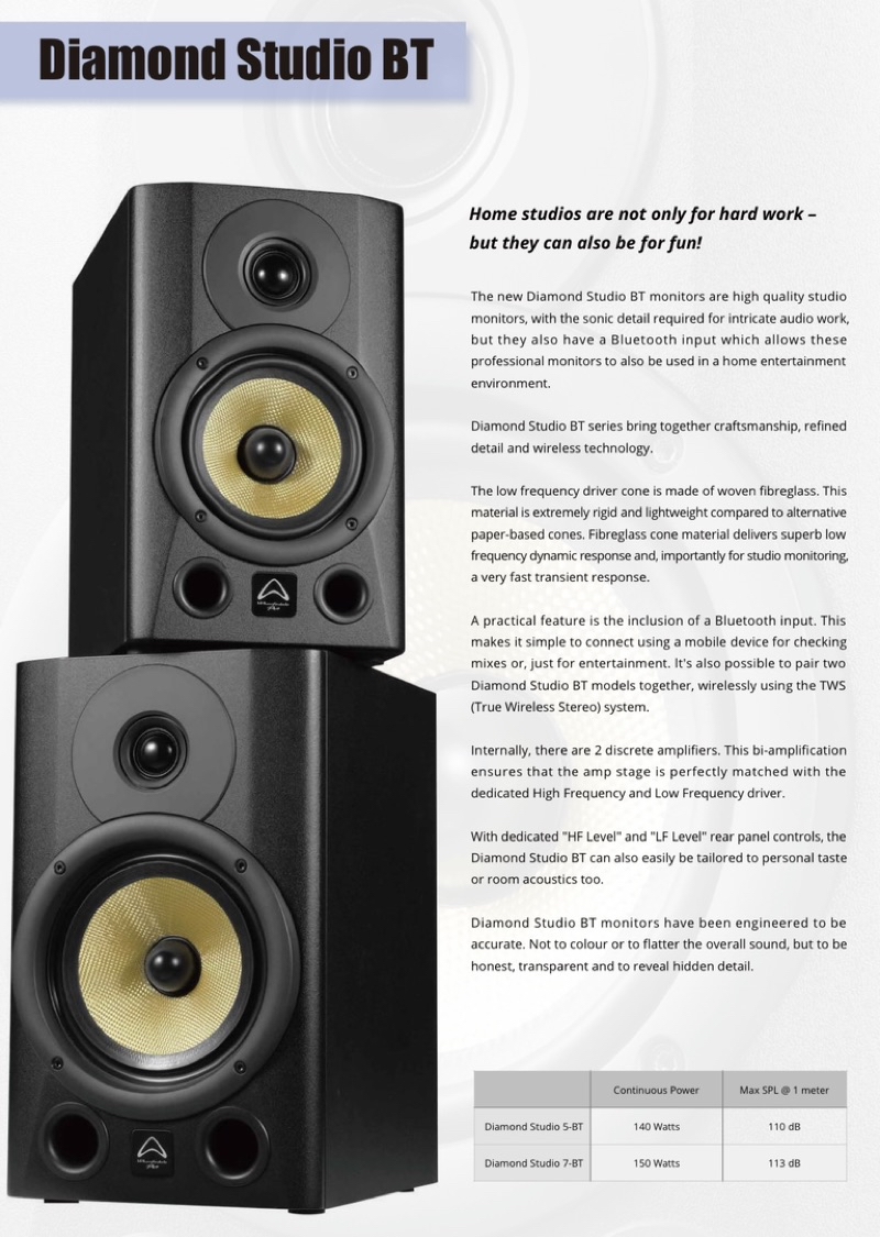 Wharfedale Diamond Studio 7-BT 6.5” Active Monitor Speaker 300W Peak- Bluetooth,Studio-Grade ...