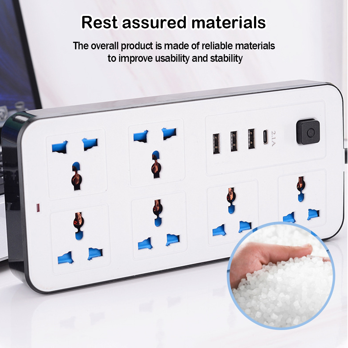 Power Socket 6-Hole Power Socket Extension Cord USB Extension Plug 2 ...