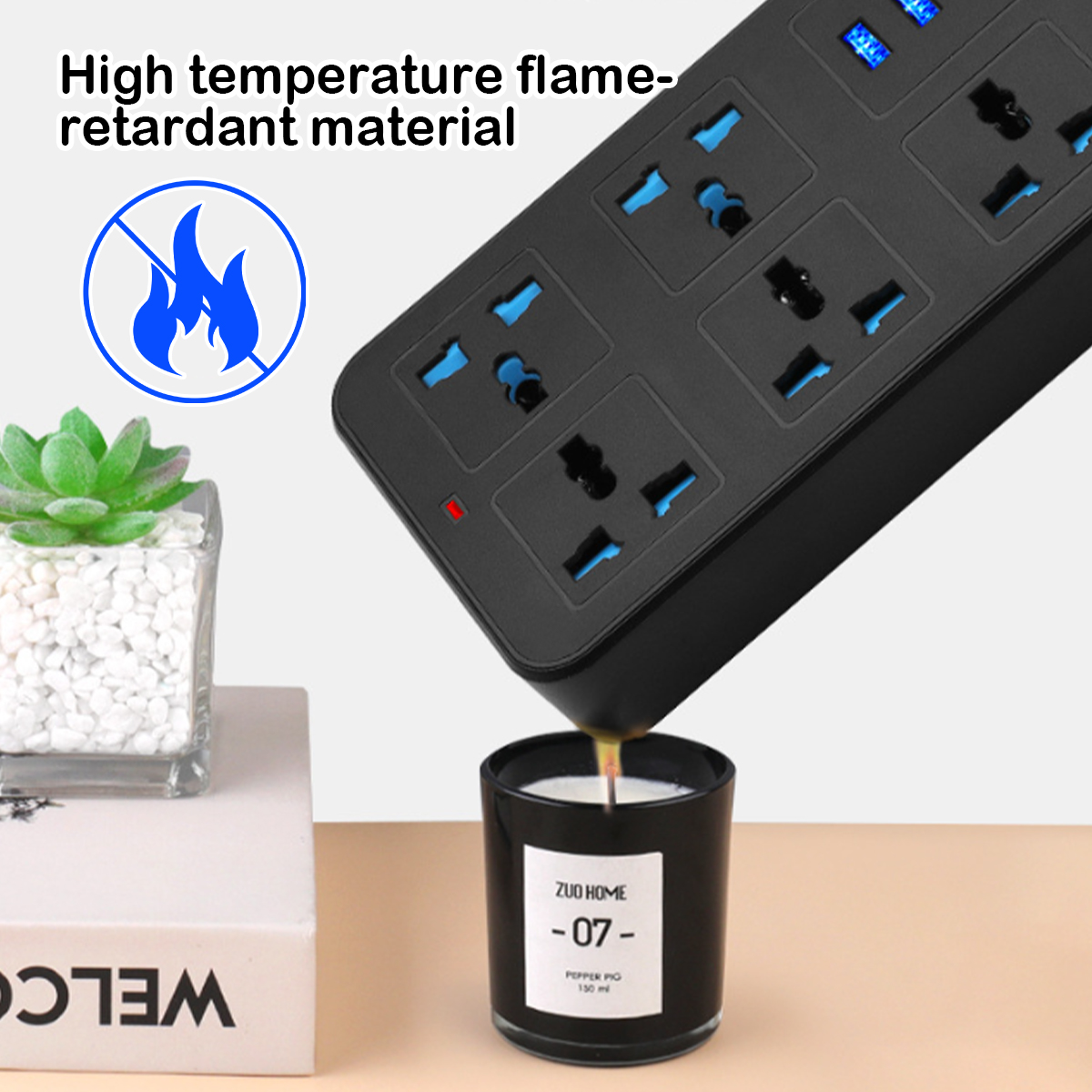 Power Socket 6 Hole Power Socket Extension Cord Usb Extension Plug 2 Meters Wire Household