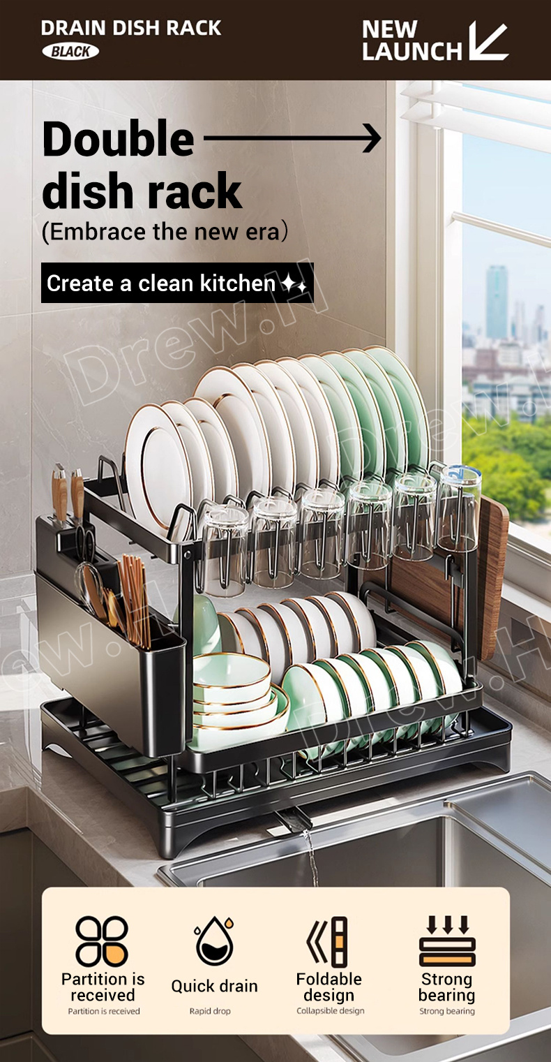 【Ready stock】Rak Pinggan Stainless Steel Dish Rack Rak Dapur Kitchen ...