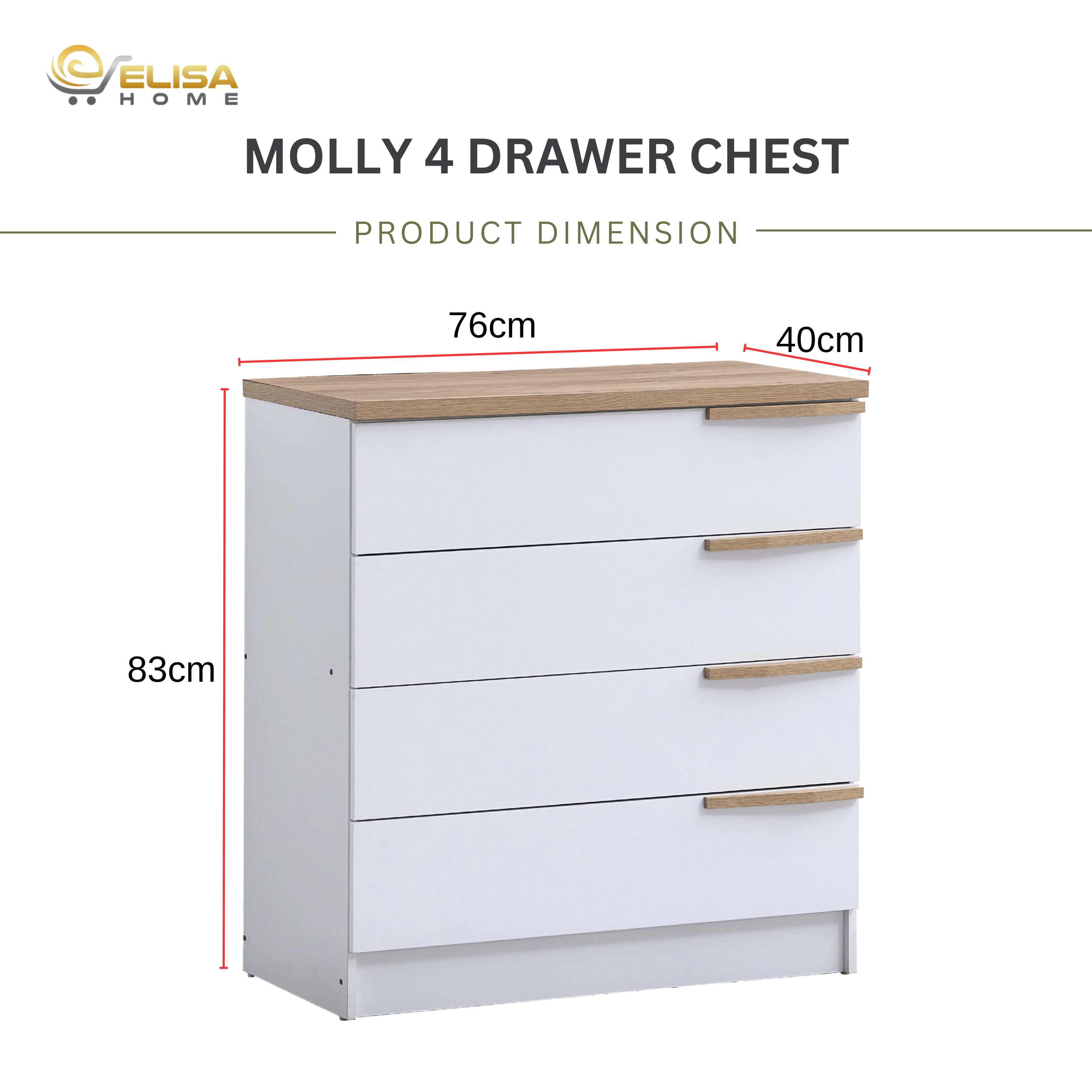 ELISA HOME Molly 4 Almari Laci Almari Baju / Chest Drawer Cabinet ...