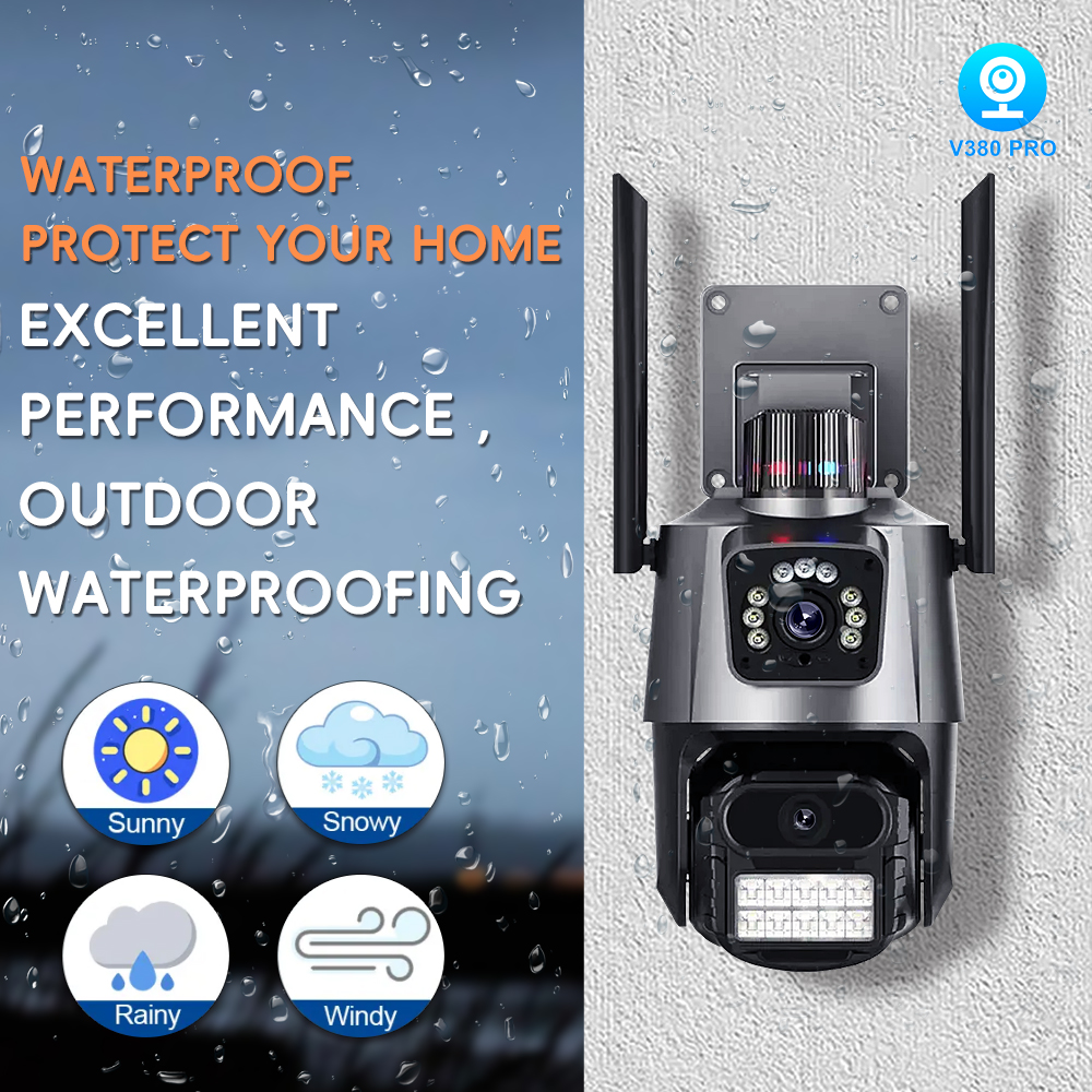 V380 Pro Wireless S08 Dual lens Outdoor Waterproof Wifi 360 cctv camera ...