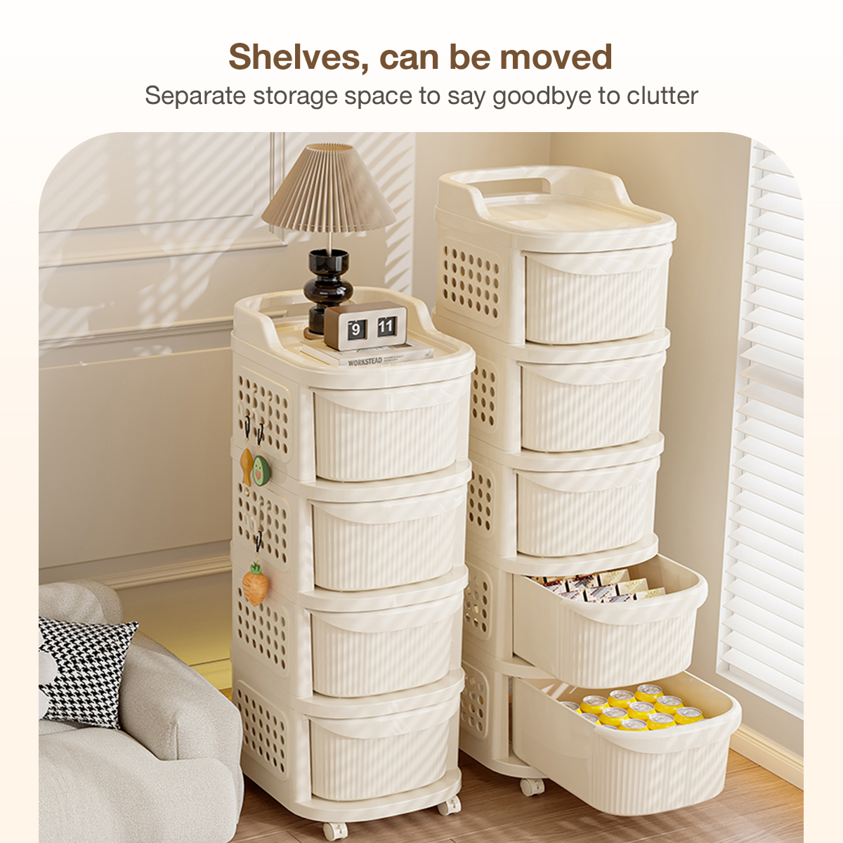 Storage Rack Multi-layer Cabinet with wheels Moveable Drawer Cabinet ...