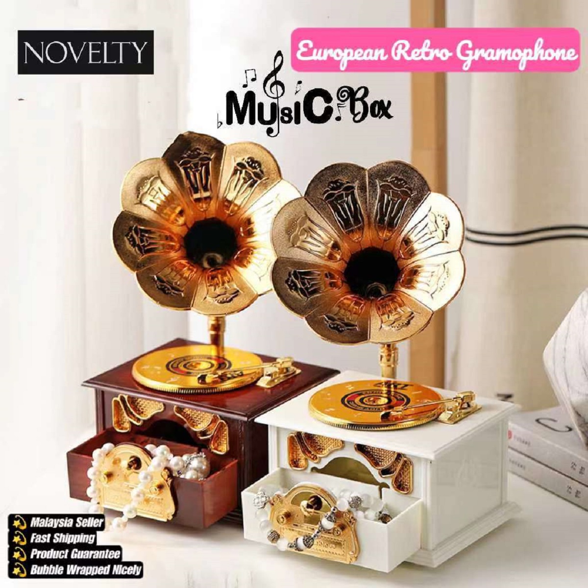 Retro Music Box Kotak Muzik Klasik Souvenir Cenderahati Hiasan Antik ...