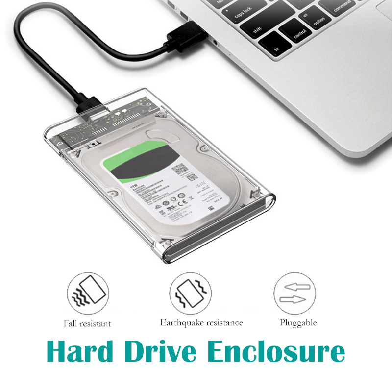 External Hard Drive Enclosure 2.5 Inch Tool-free Transparent Hard Drive ...