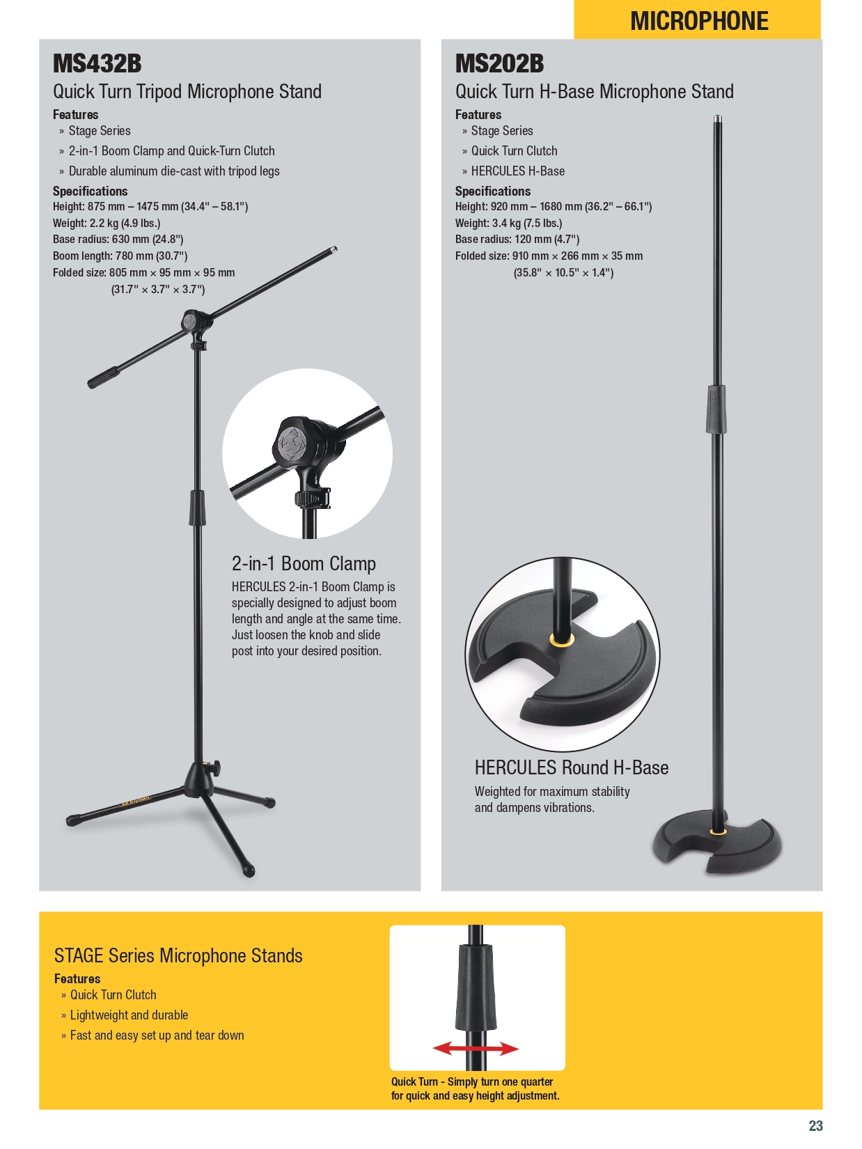 Hercules MS300B PLUS Tabletop Mic Stand Tripod Base Microphone Stand ...
