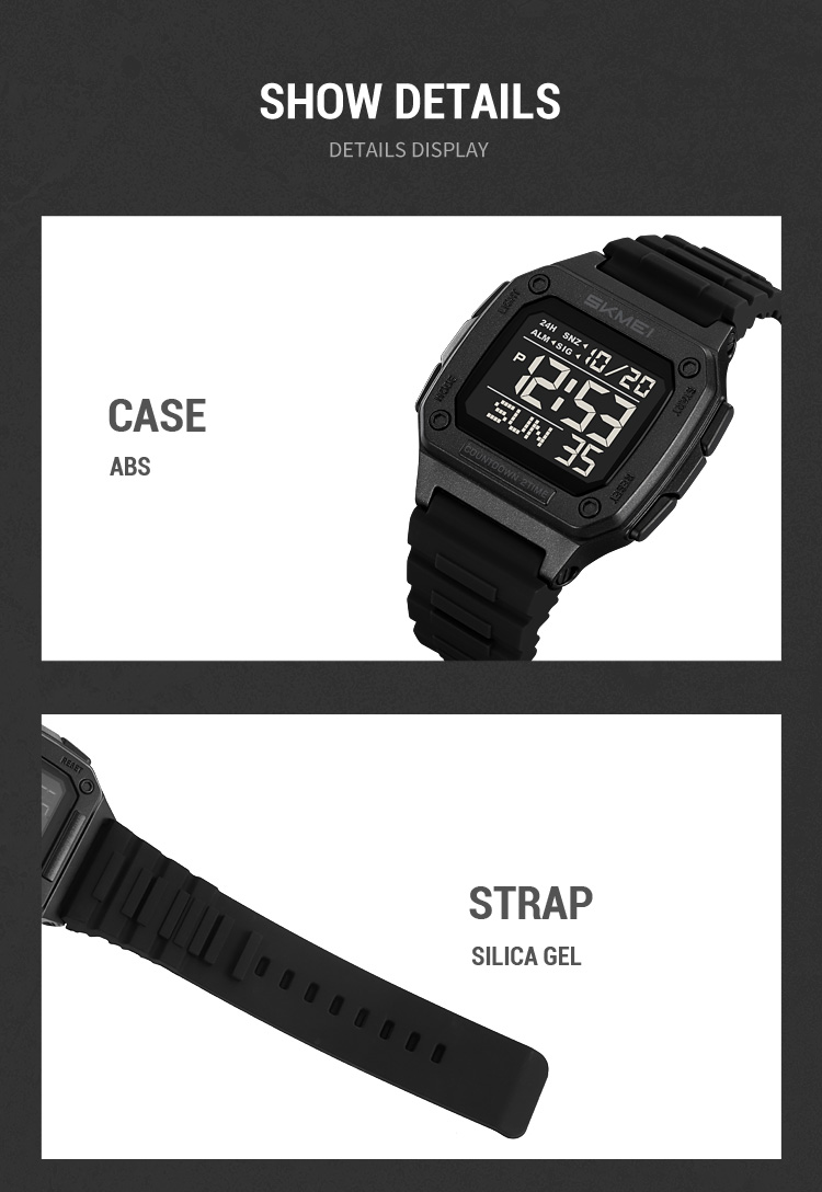 SKMEI 2456 Digital Mens Womens Waterproof Electronic Watches Fashion PU ...