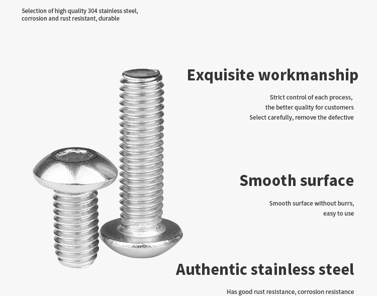 M8 Button Head Screw 304 Stainless Steel SHINY SURFACE Allen Bolt ...