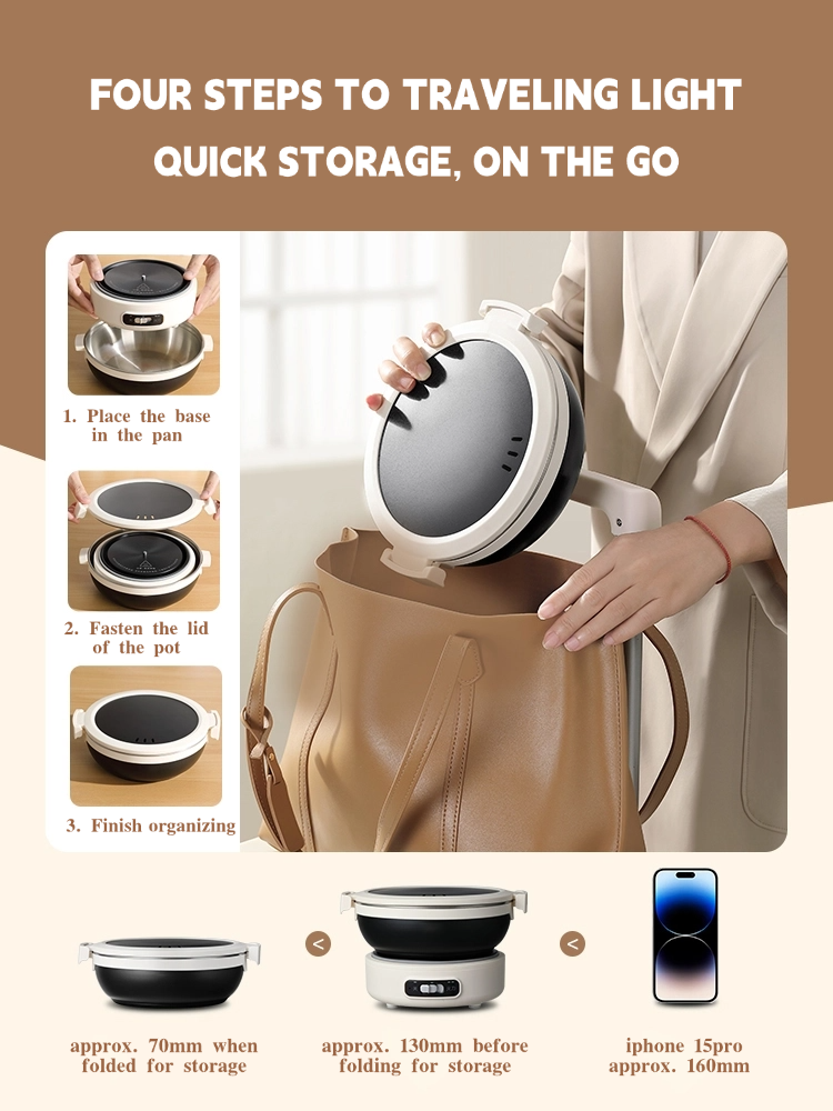 Portable Electric Cooker Foldable Multifunctional Non-Stick Multi ...