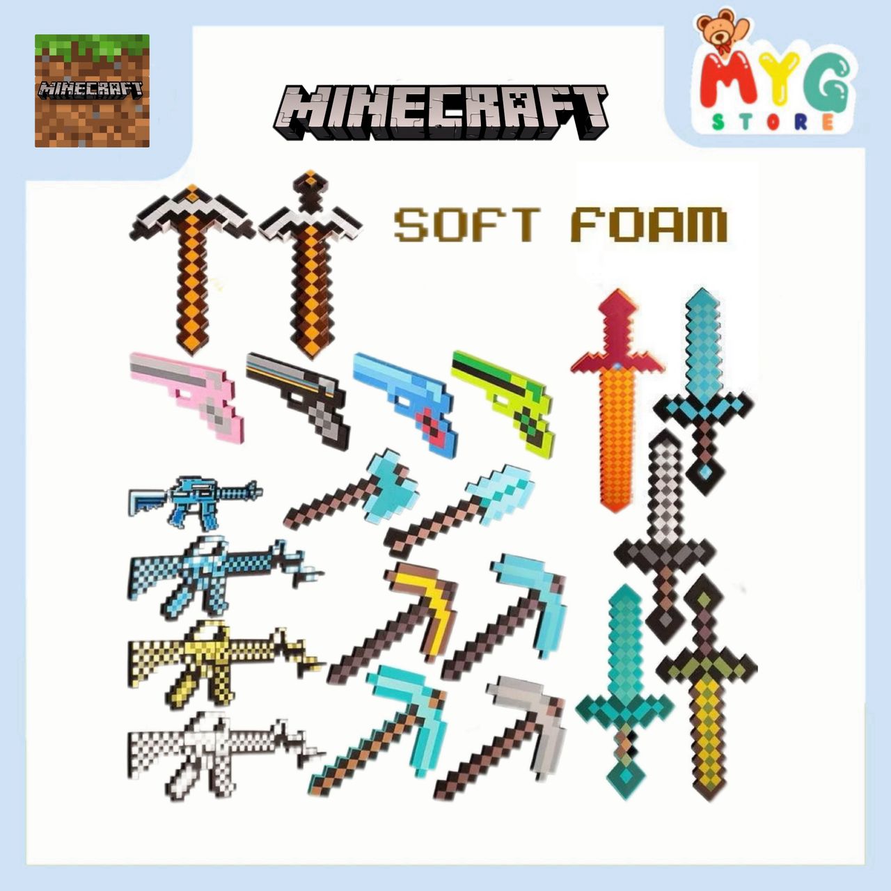OEM Minecraft Game Merchandiser Soft Foam Weapon Pretend Play Sword ...