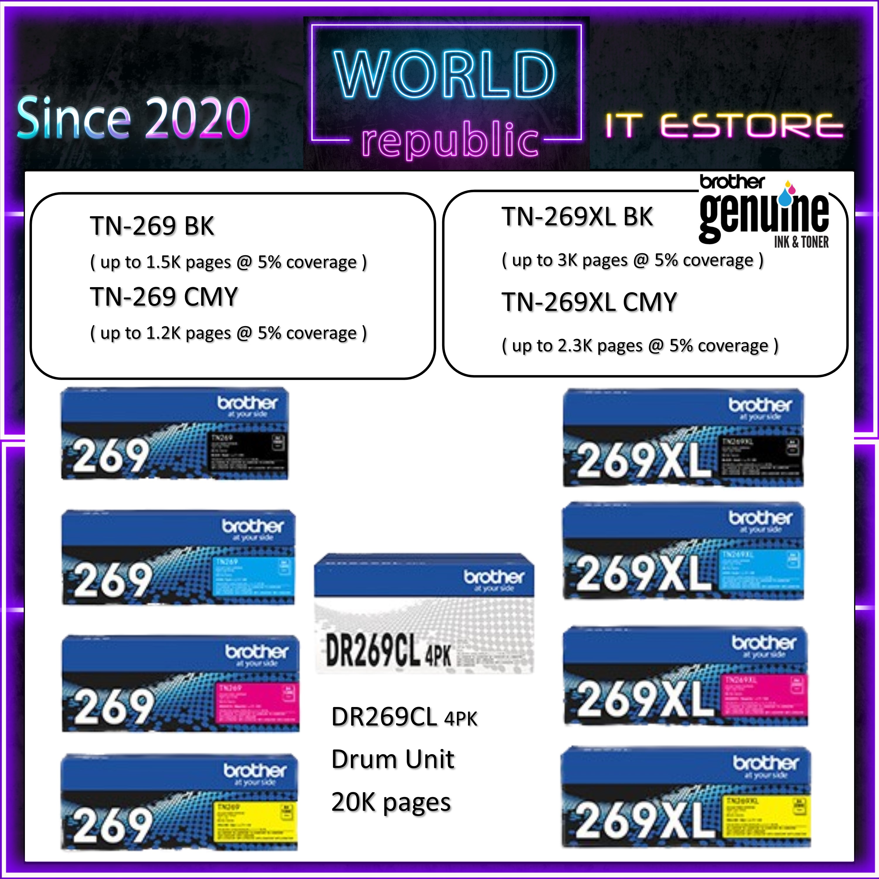 Brother toner TN269 TN-269 TN-269NK TN269BK TN269C TN269M TN269Y ...
