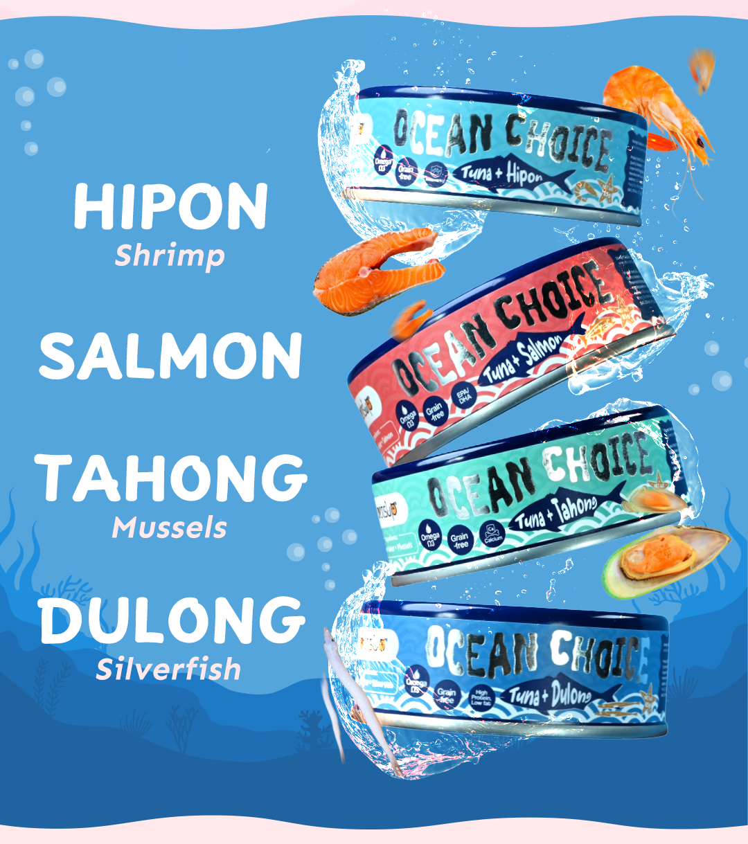 Petsup Ocean Choice Makanan Basah Kucing - Tuna+Udang/Ikan Bilis/Salmon ...