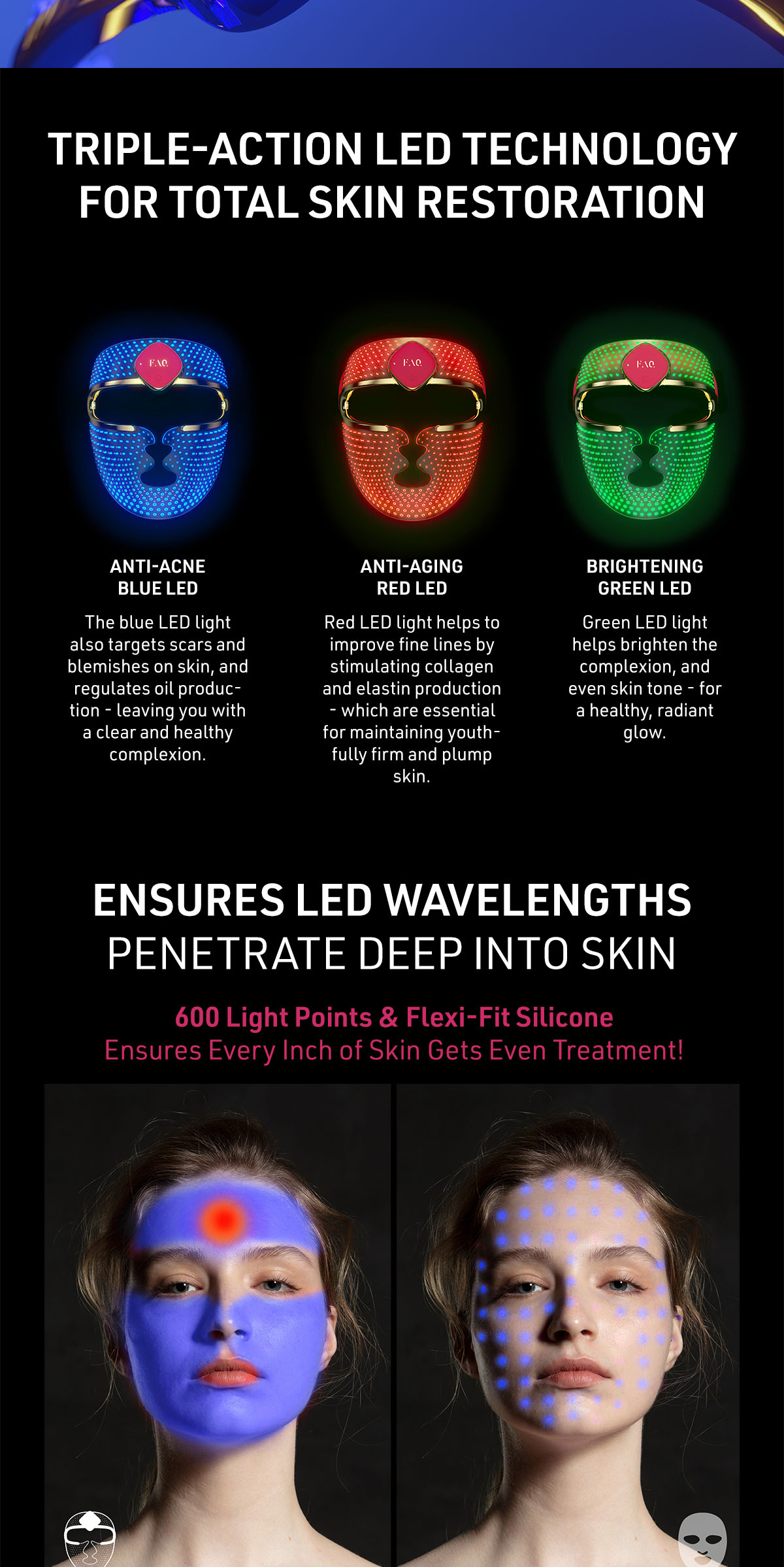 FOREO FAQ 201 RGB LED Face Light Therapy Mask - Anti Aging & Wrinkle ...