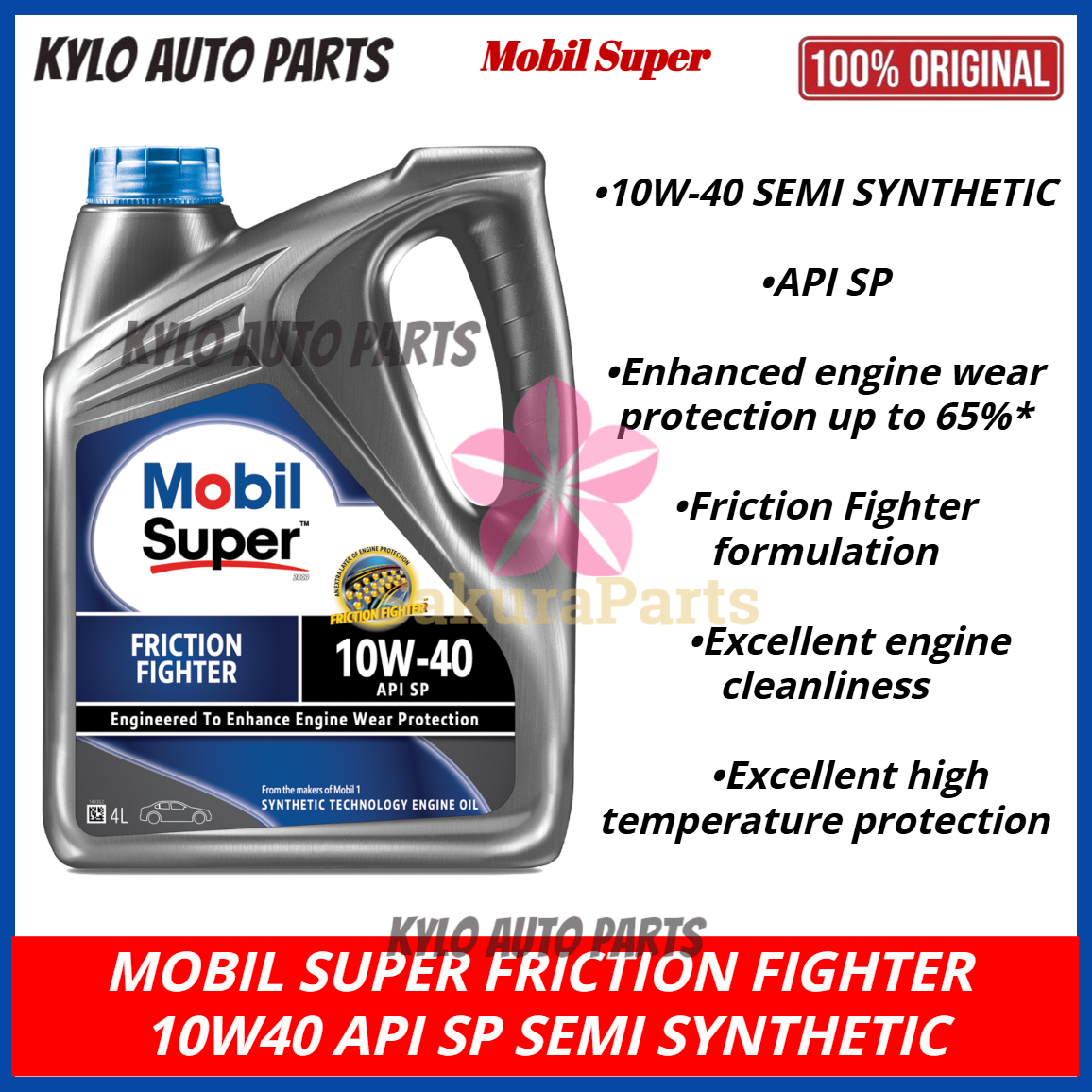 Mobil Super Friction Fighter API SP 10W40 Semi Synthetic Engine Oil 4L ...