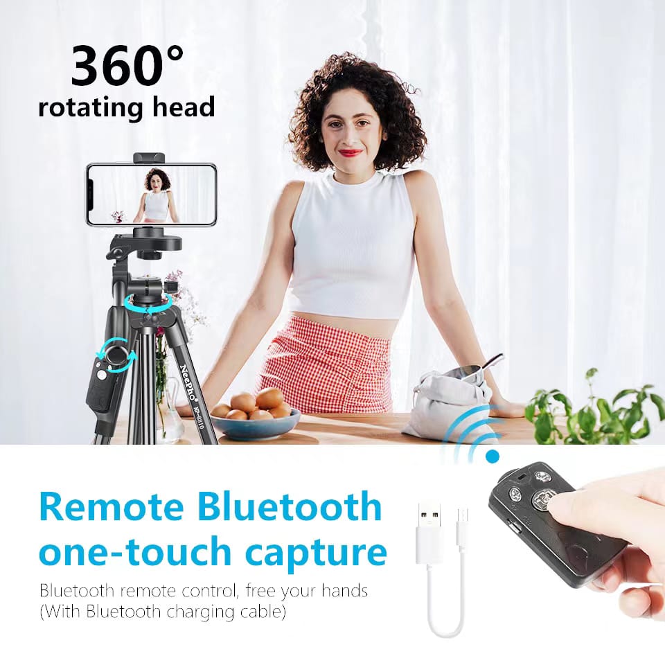(Free Bag, Holder, Controller) Tripod 46-135cm Neepho NP-8810 Phone/Camera Stand Premium Alloy ...