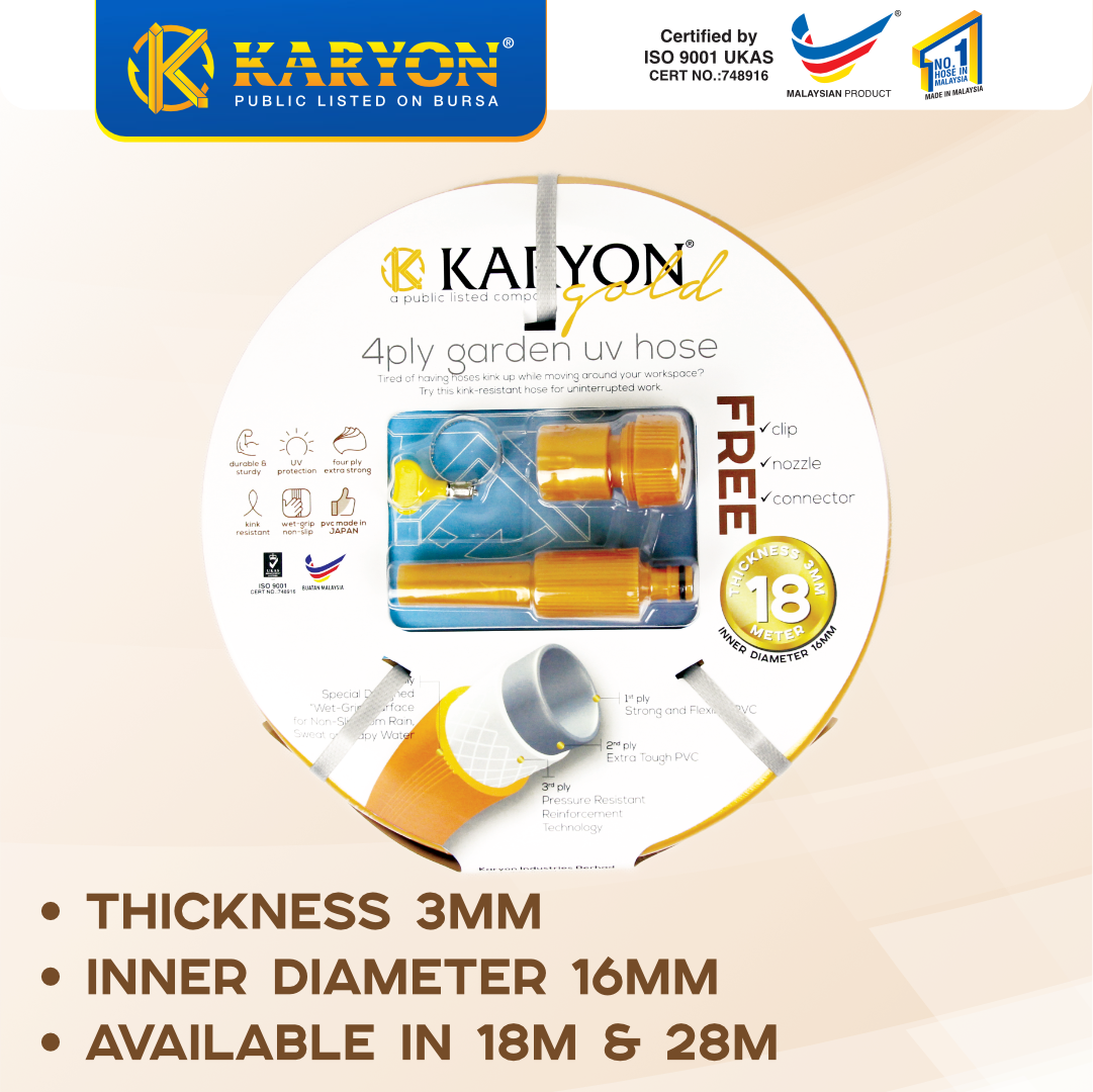 Karyon® Golden Prosperity 4Ply Garden UV Hose Kink-Resistant, Durable ...