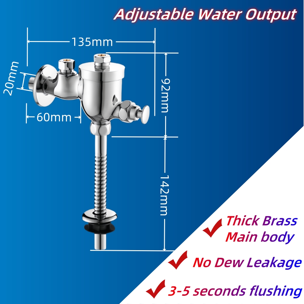 Urinal Flush Valve Toilet Bowl Auto Self Close Manual Button Type ...