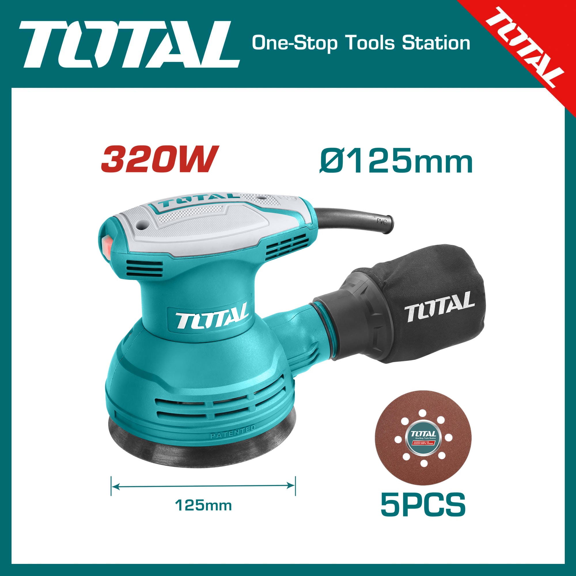 TOTAL Rotary sander 320W With 5pcs sand papers | Shopee Malaysia