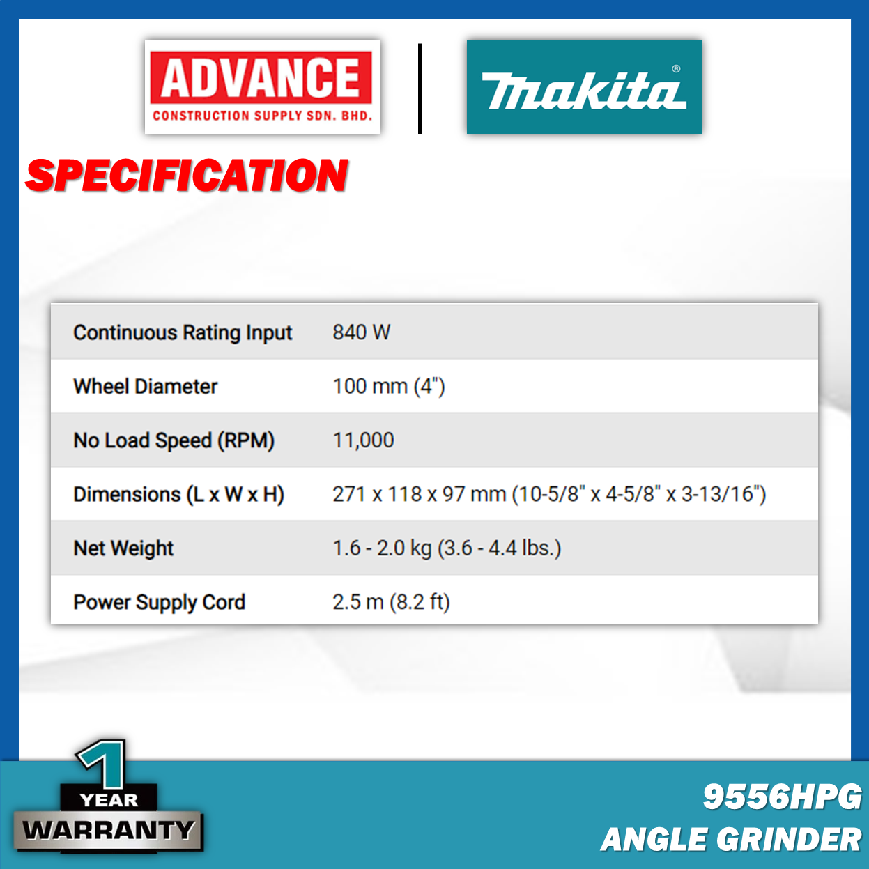 MAKITA 9556HPG Angle Grinder 100MM (4") ( Paddle Switch ) | Shopee Malaysia