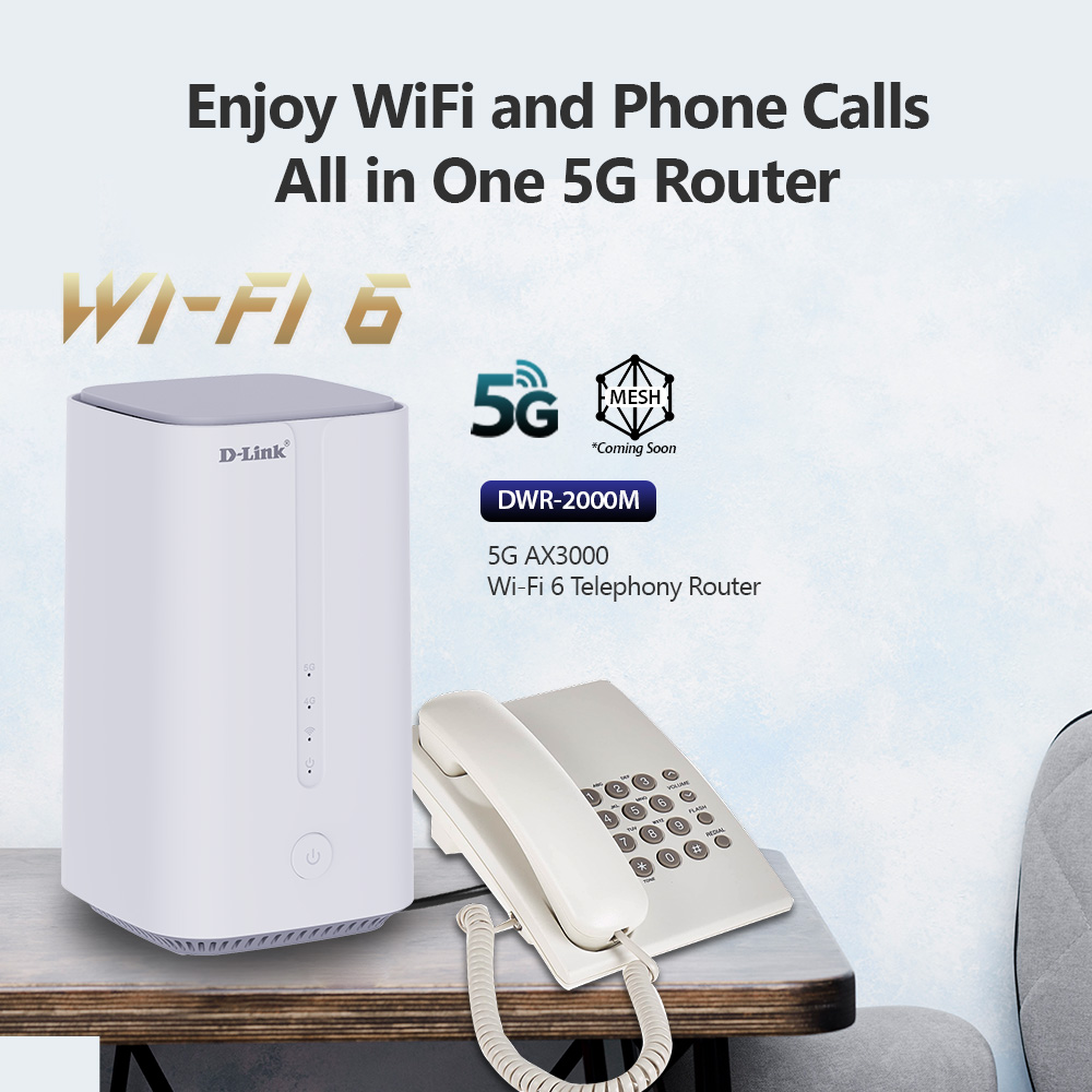 D-Link 5G NR CPE AX3000 Wi-Fi 6 Wireless 2 x 2.5 Gigabit Port with RJ ...