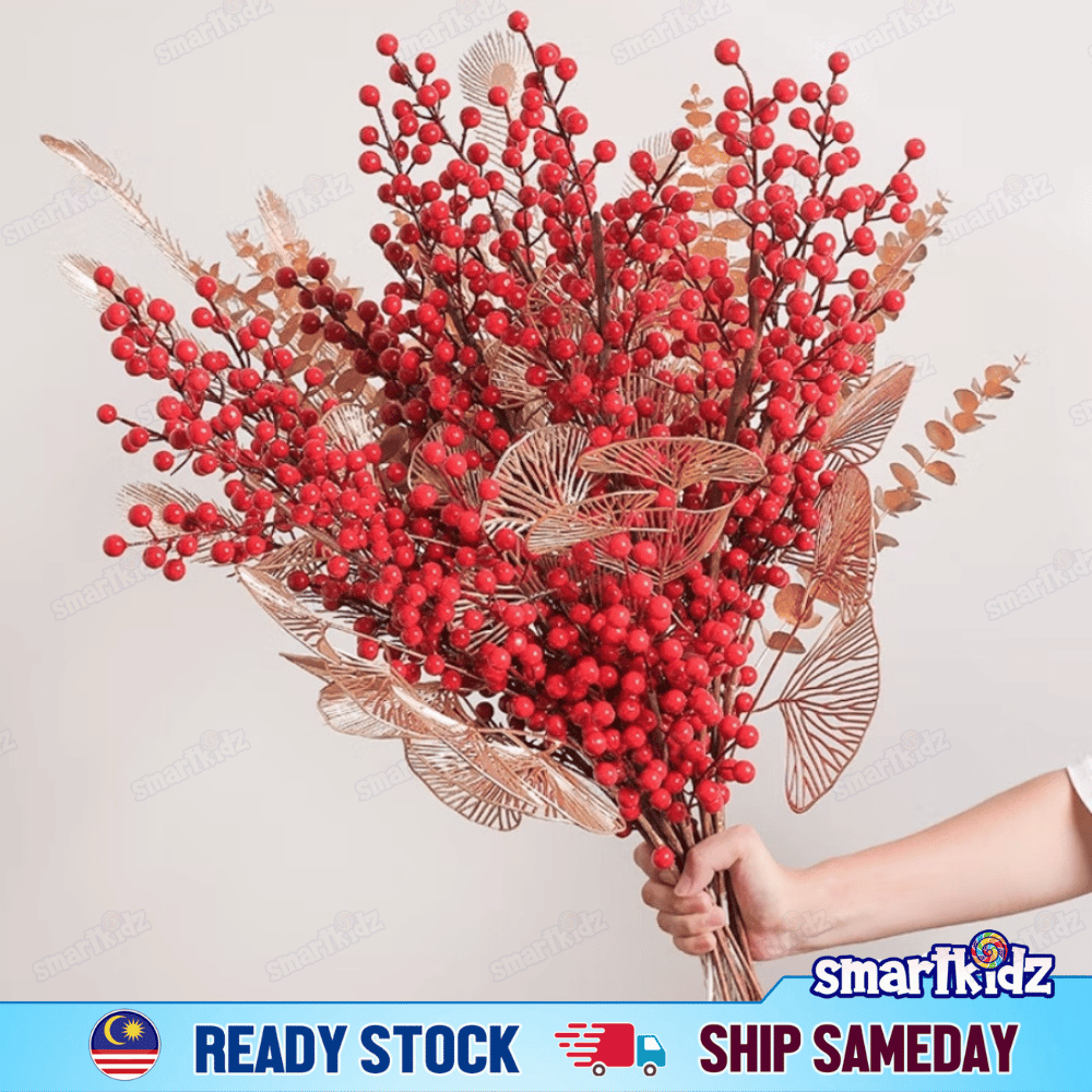 [1pcs] Red Berries Artificial Flowers for Decor | CNY Red Berries Deco ...