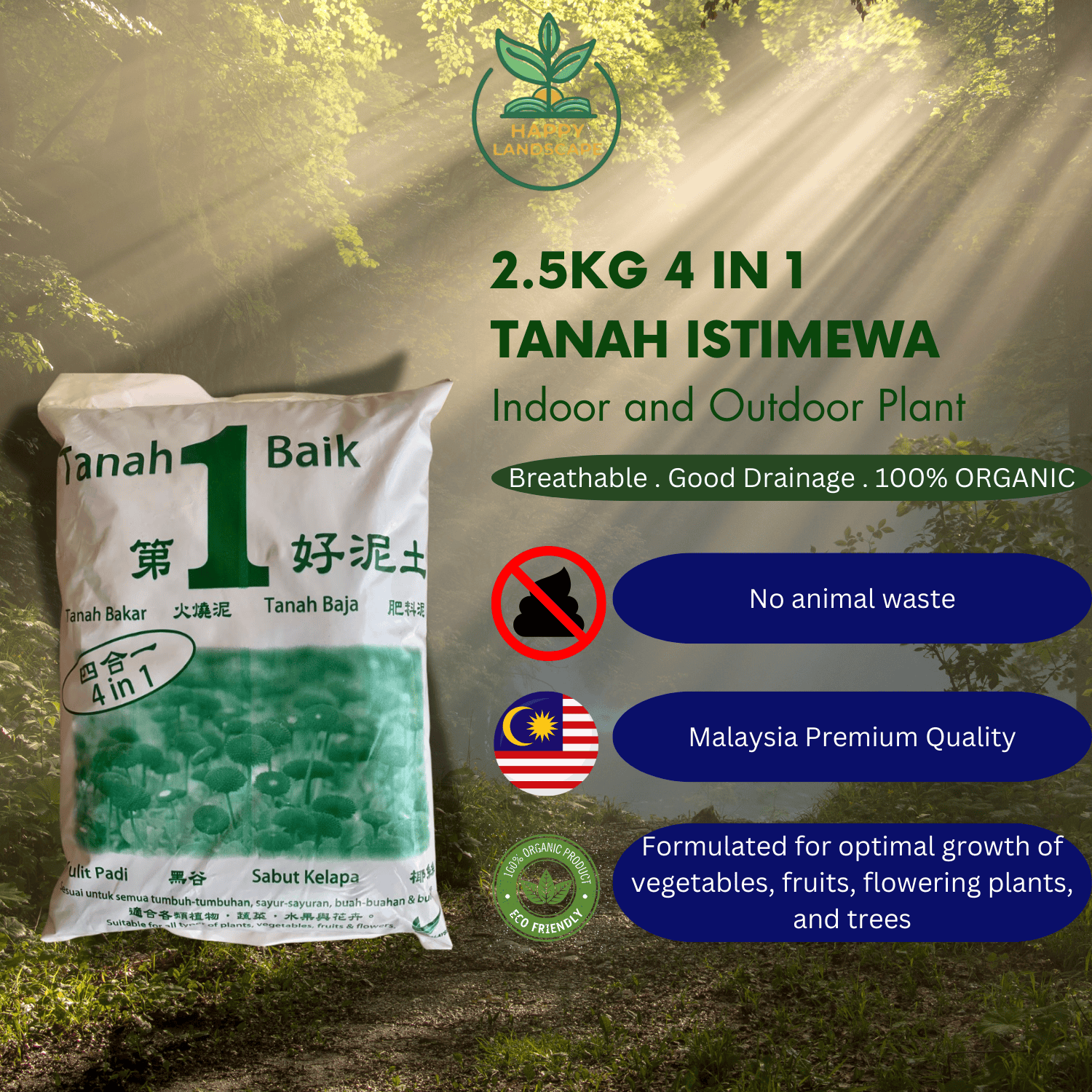 2.5KG 4L 4 IN 1 Tanah Baja Organik Organic Planting Soil Vegetable ...