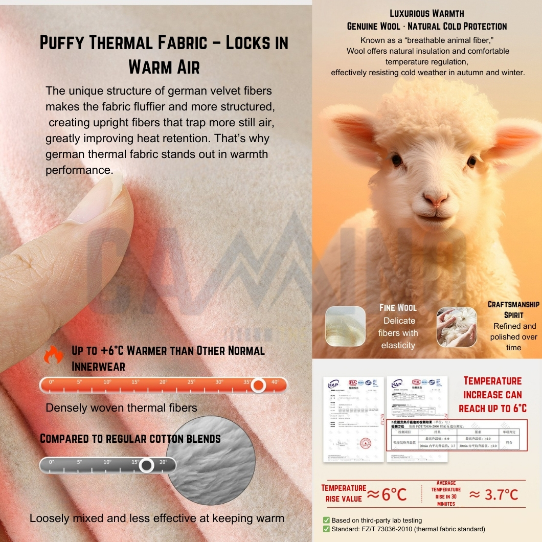 CAMINO Winter Cashmere Ultra Warm Heattech Thermal Wool Underwear Women ...