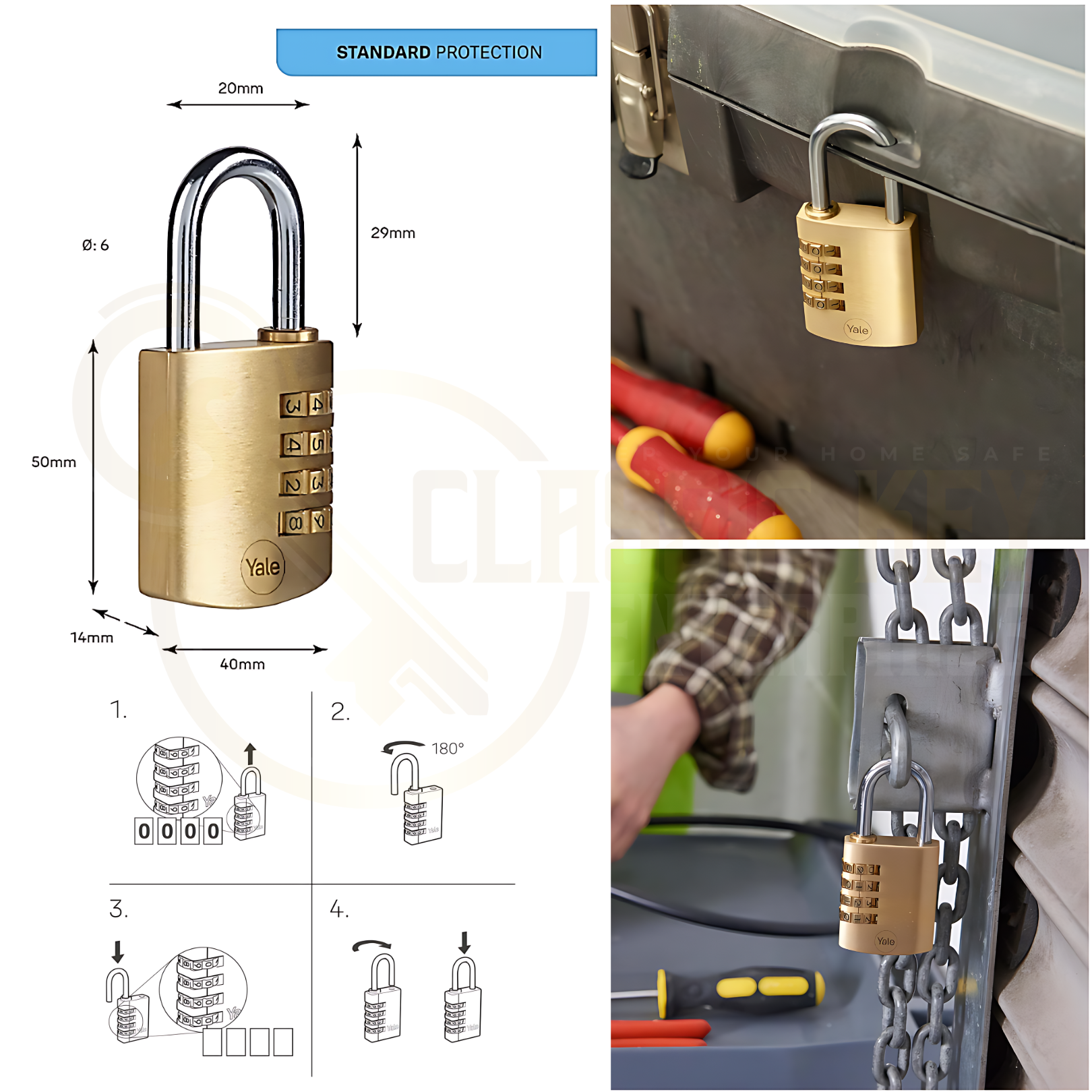 Yale Padlock Combination Numbering Brass Body Model Y150B Outdoor ...