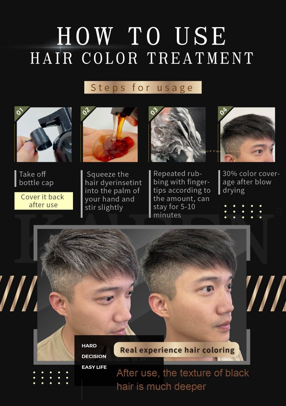KAFEN Forest Herb Sa La Hei Yo Hair Color Treatment White Gray Hair Dye ...