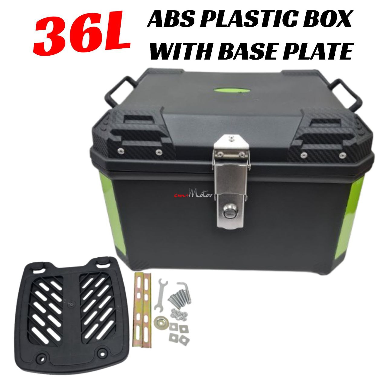 (SYM BENELLI MODENAS) GS 36L Kotak Hitam Top Box+RAPIDO Monorack 1 Set ...