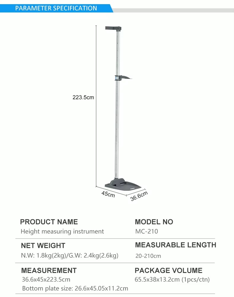 PORTABLE MANUAL KINLEE TELESCOPIC HEIGHT MEASURING SCALE MODEL MC-210 ...