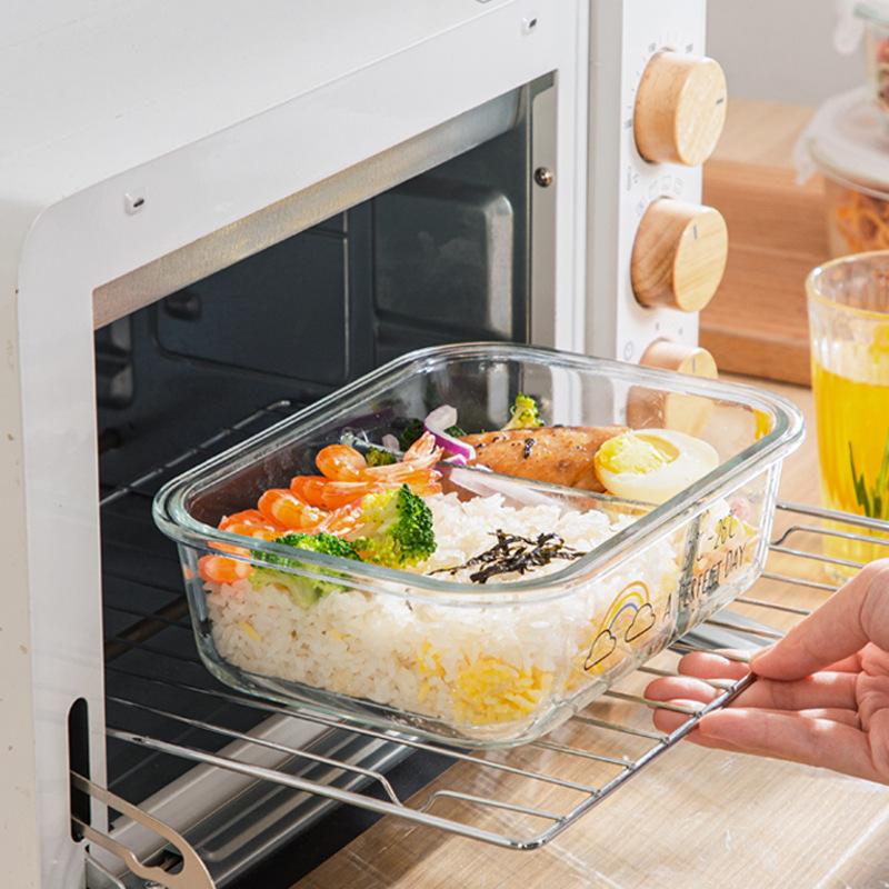 Glass Lunch Box Heat Resistant Borosilicate Glass Microwave Airtight ...