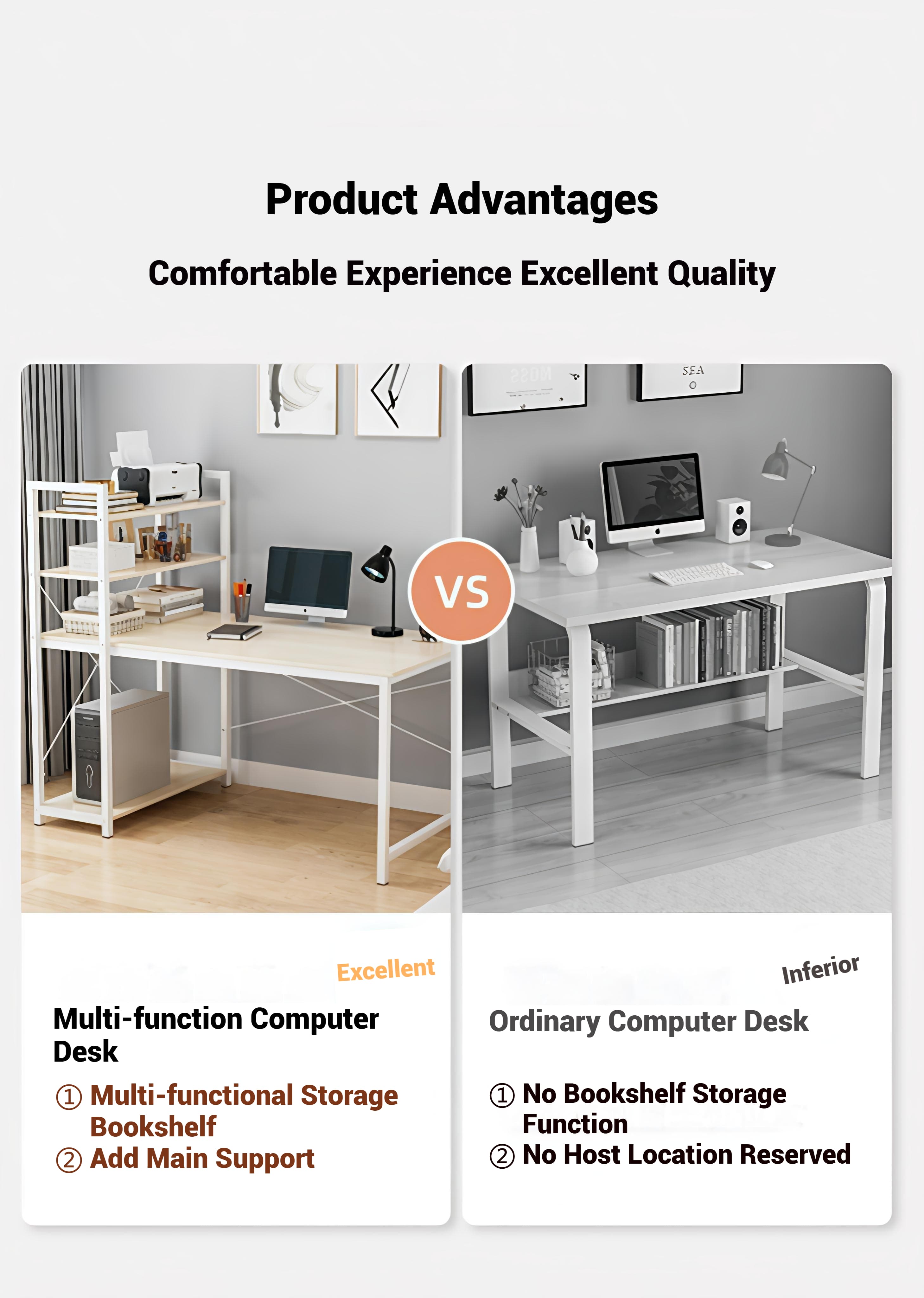 🌞Meja Komputer 120cm Meja Belajar Study Table With BookShelf Office ...