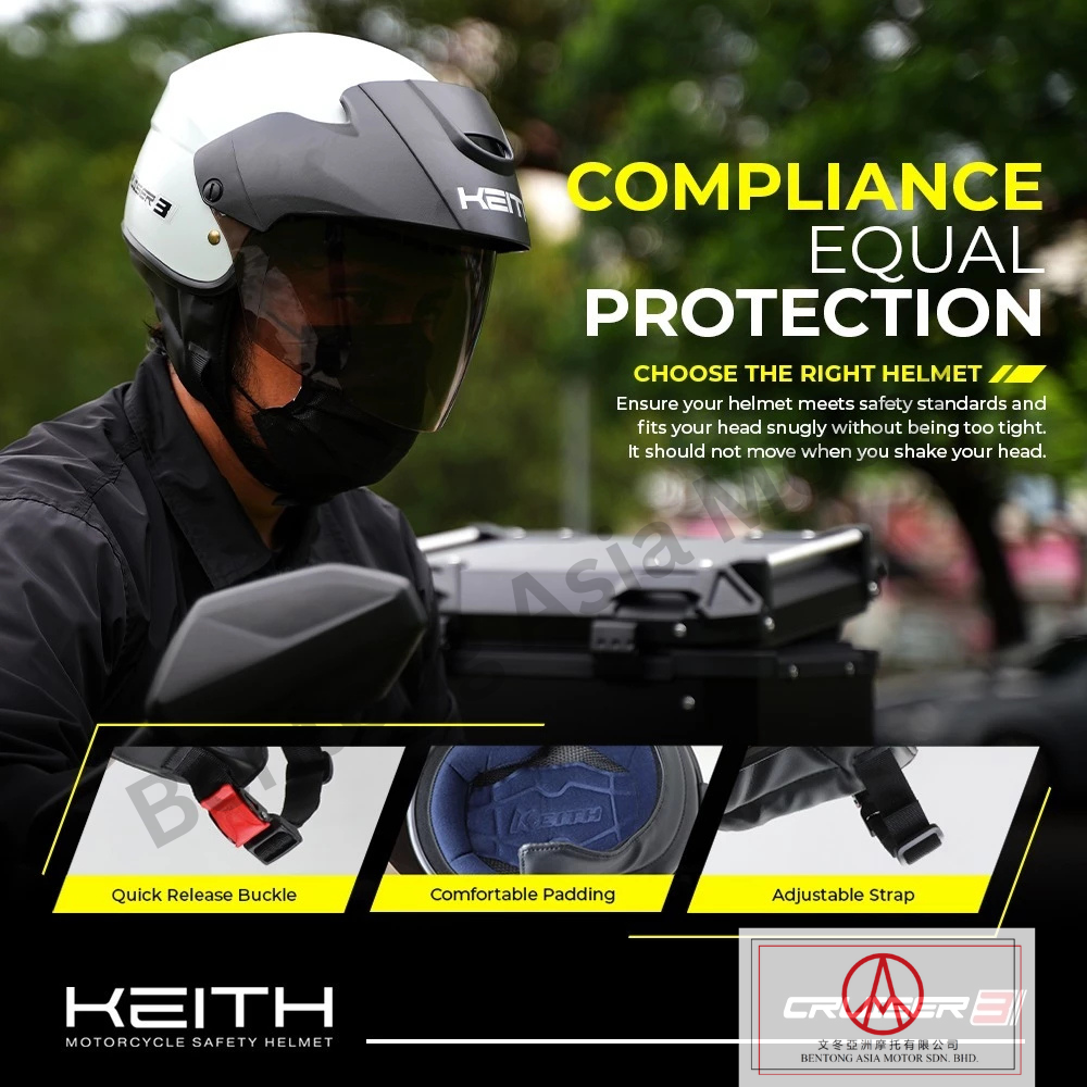 [100% ORI KEITH] Keith Cruiser Motorcycle Helmet with Smoke Tinted ...