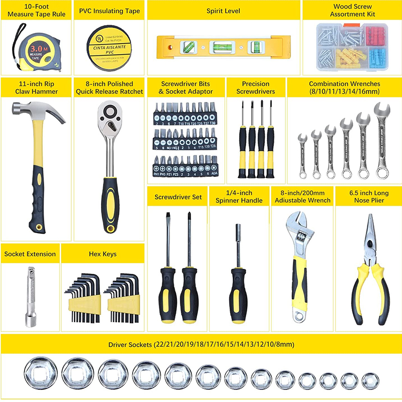 Keelat 108Pcs Multifuntional Tools Box Tools Set Steel Household Kits ...