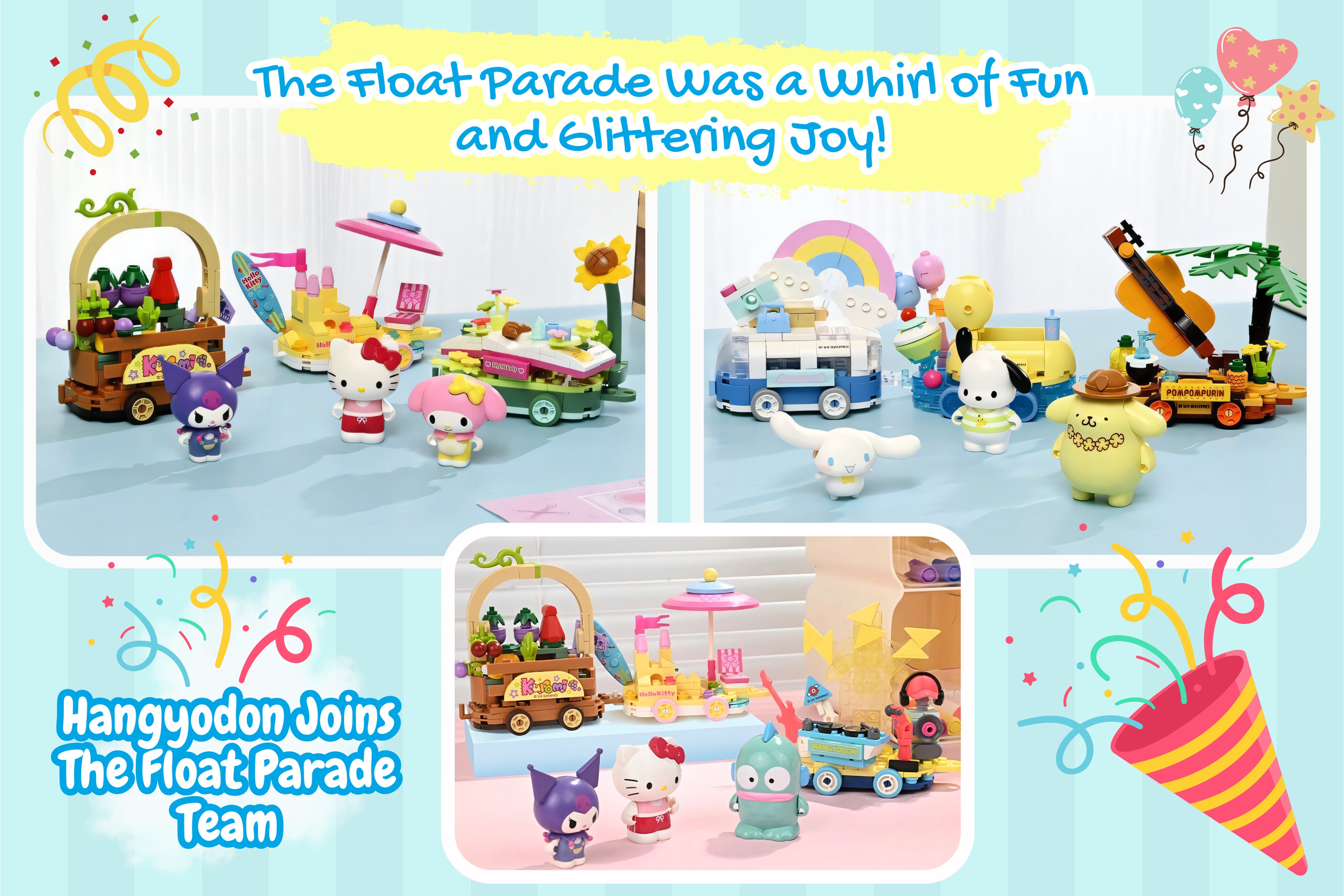 Keeppley Sanrio Float Parade Hangyodon Techno Music Building Blocks For ...