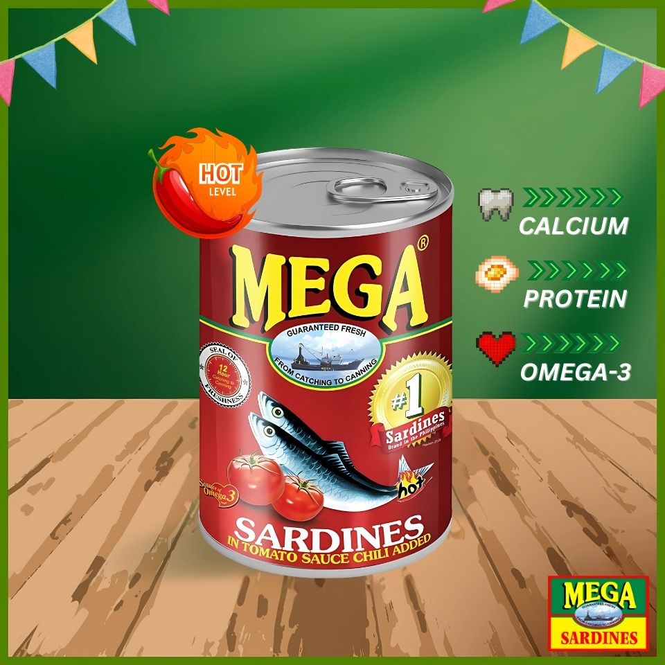 Mega Sardines Ikan Sardin Tin in Tomato Sauce Chili Added 6 x 425G Cili ...