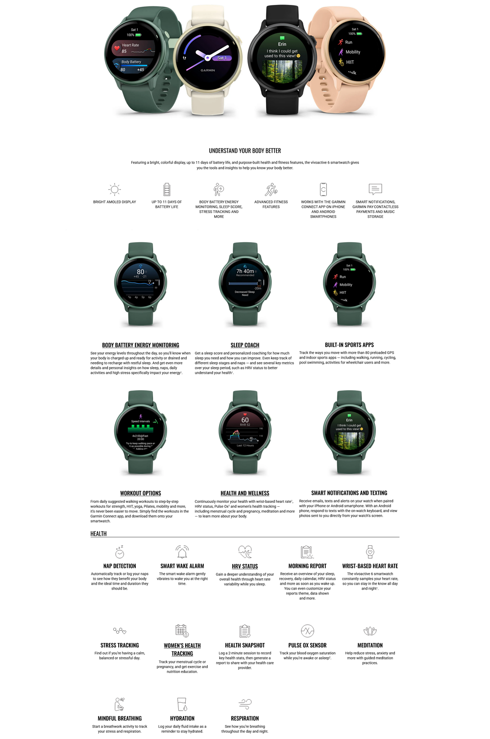 Garmin Vivoactive 6 GPS Smartwatch purpose-built health and fitness ...