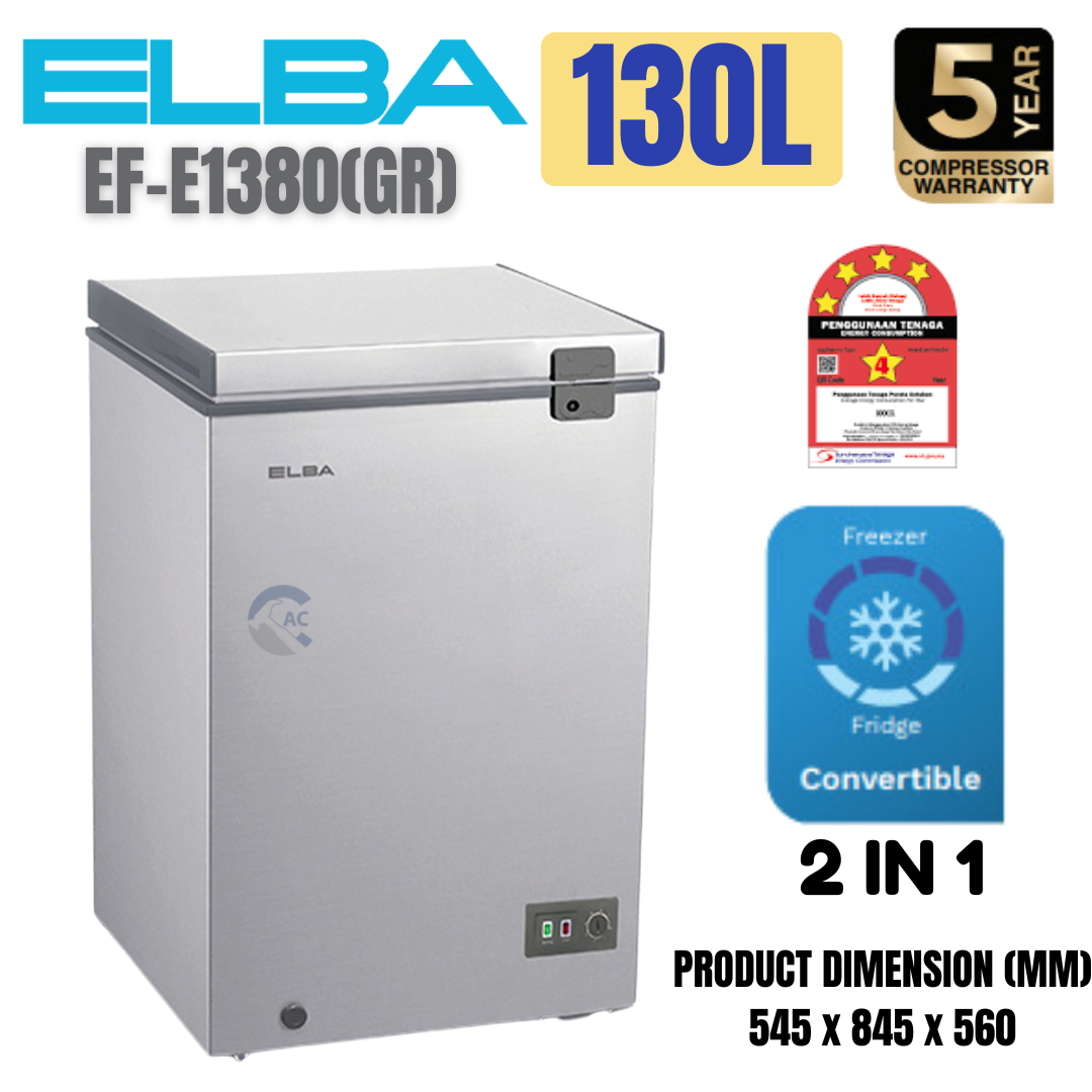 ELBA CHEST FREEZER 130 LITRES ARTICO EF-E1380(GR) / PETI BEKU / FREEZER ...