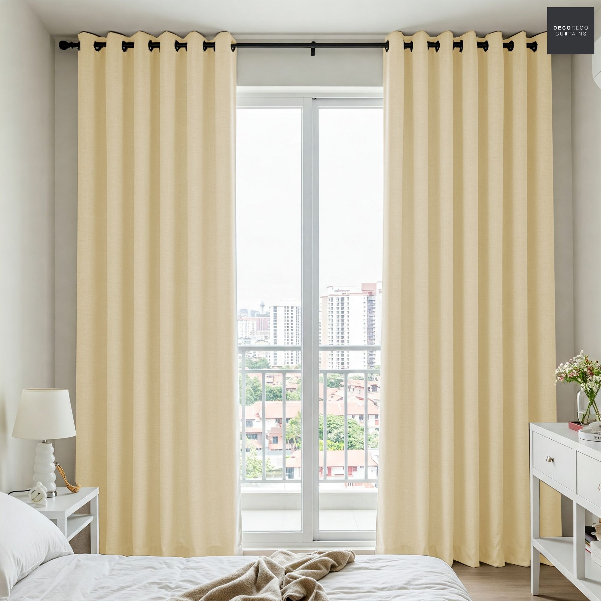 NEXUS Langsir 80% Blackout Warna Cookies Cream Tebal Berat UV Protect ...