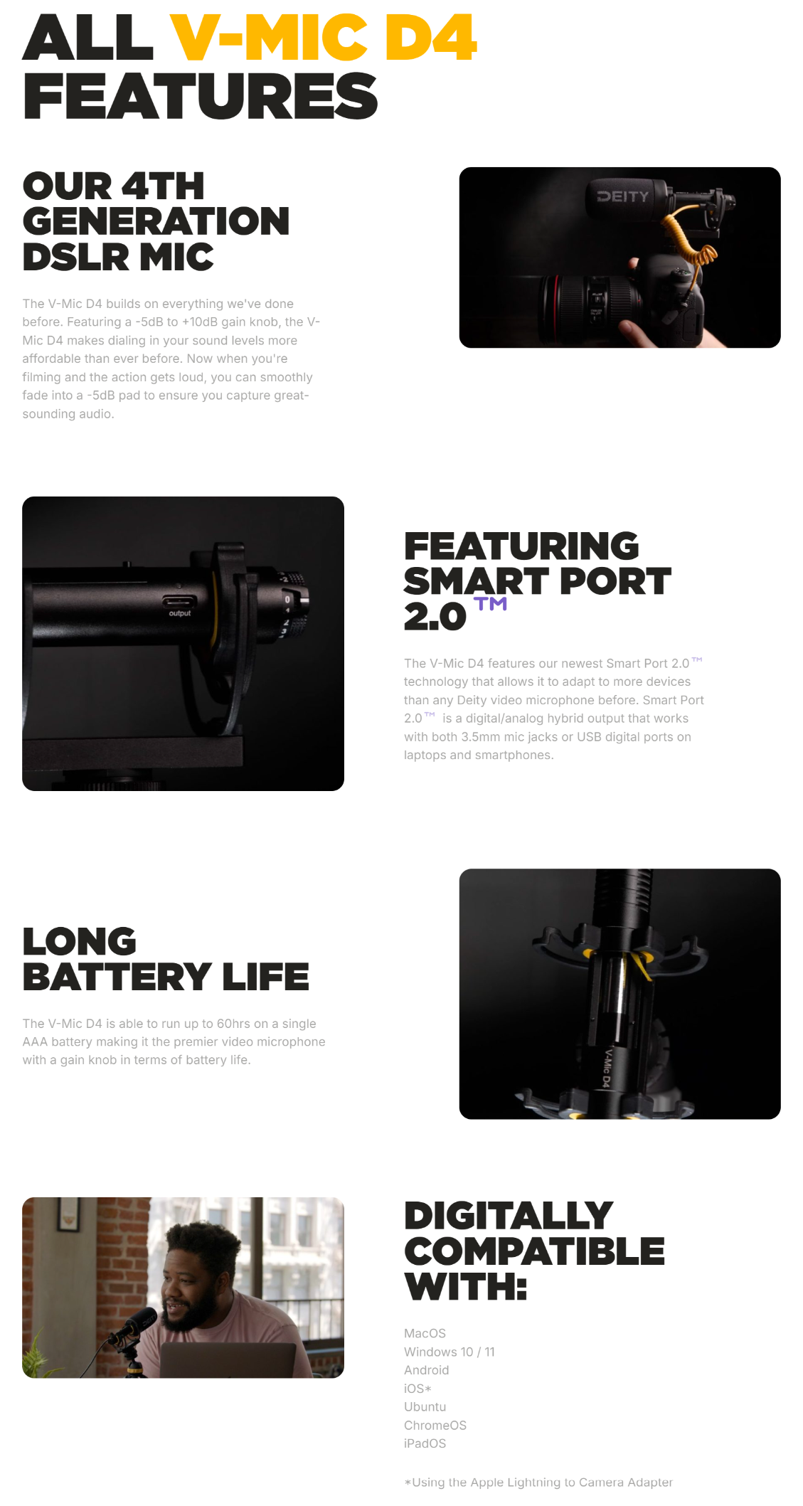 Deity Microphones V-Mic D4 Hybrid Analog / USB Camera Mount Shotgun ...
